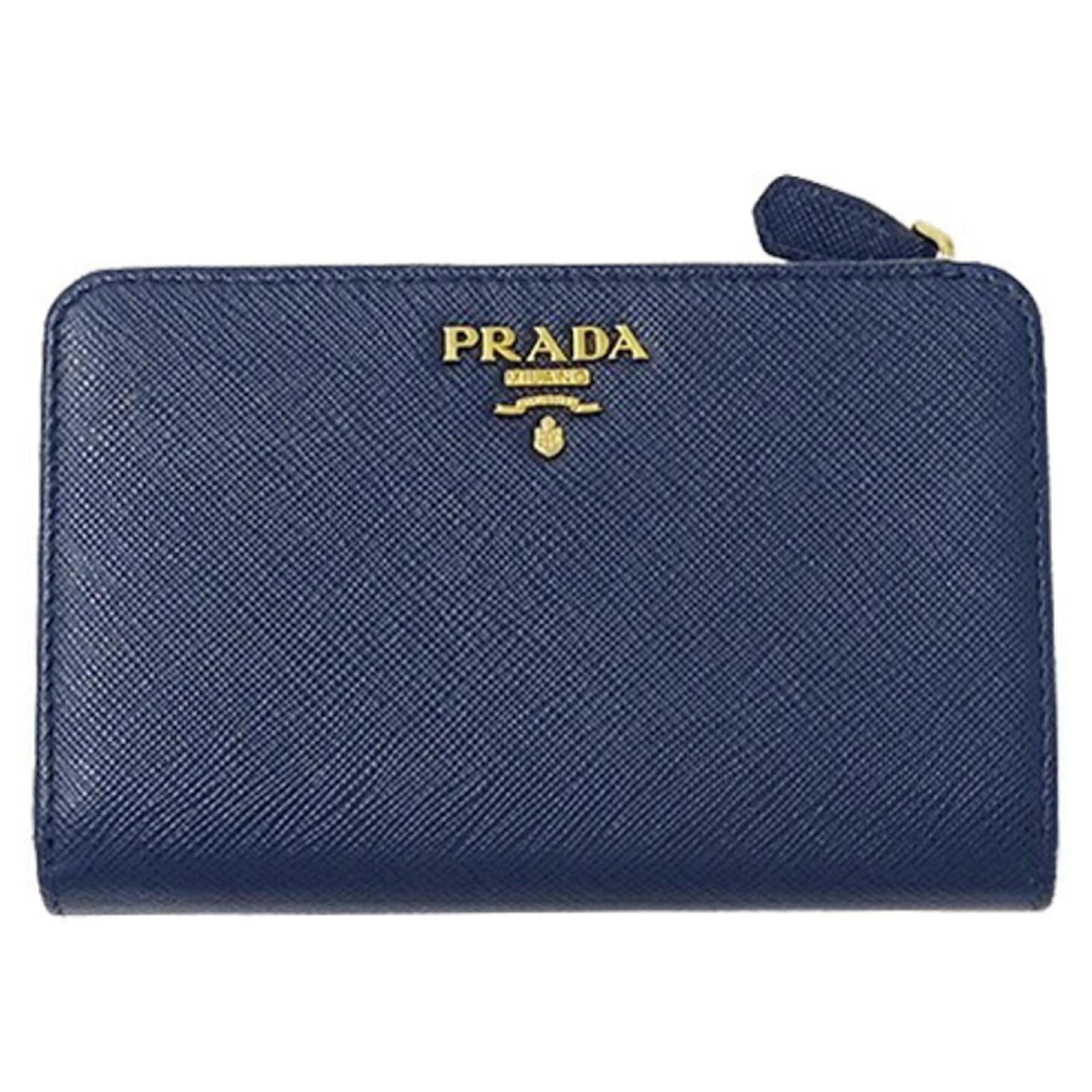 Prada Bi-Fold Wallet in Blue Saffiano Leather ref.1618938 - Joli Closet