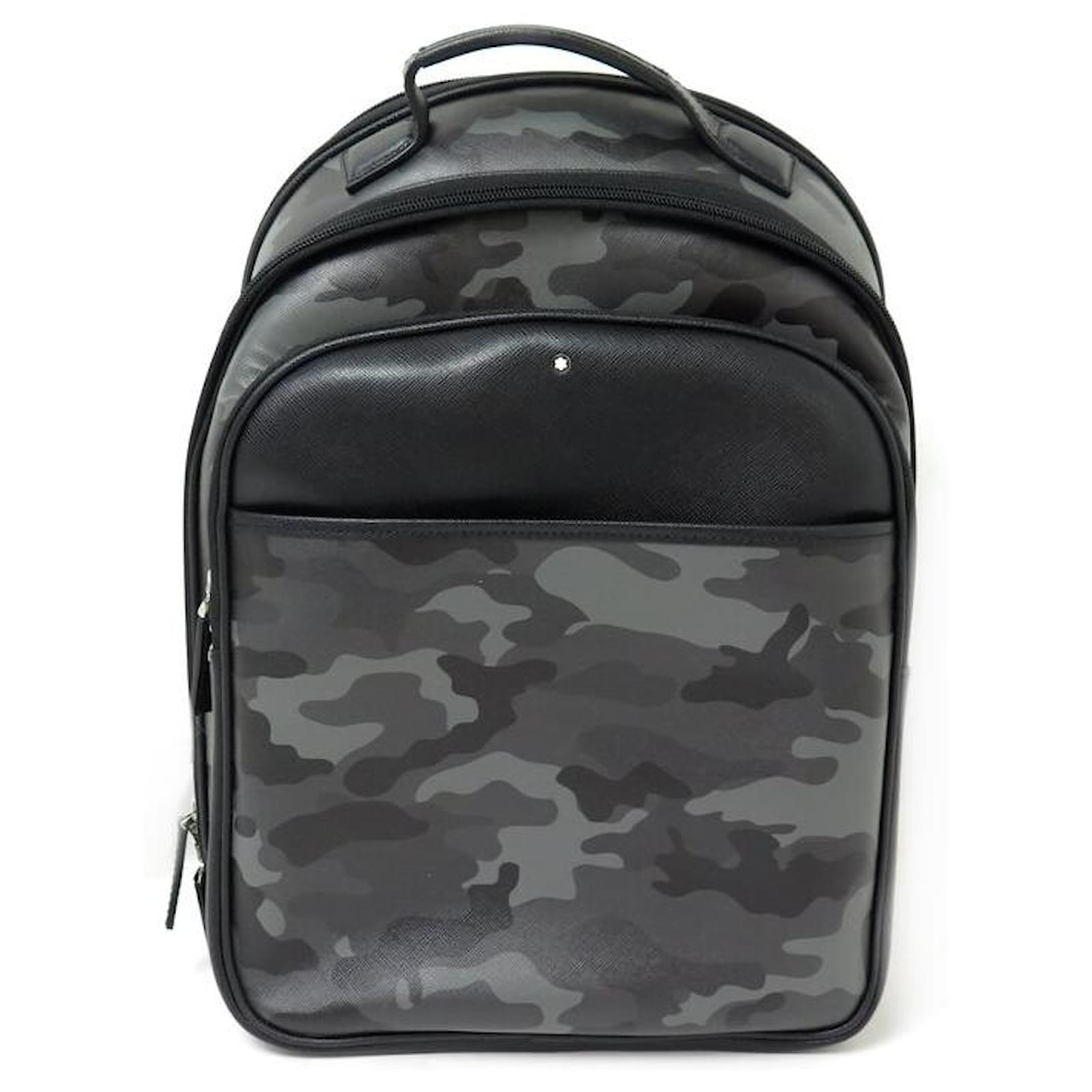 NINE MONTBLANC SMALL CAMOUFLAGE GREY CAMO 118669 BACKPACK BAG Leather ...