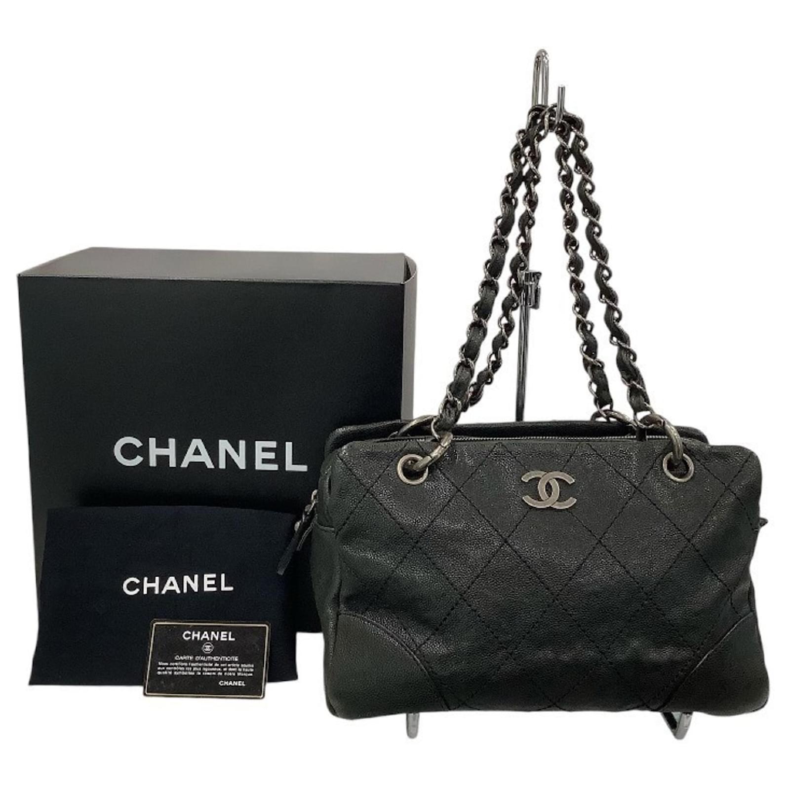 Chanel Wild Stitch Chain Caviar Leather Tote Bag Black Metal ref ...