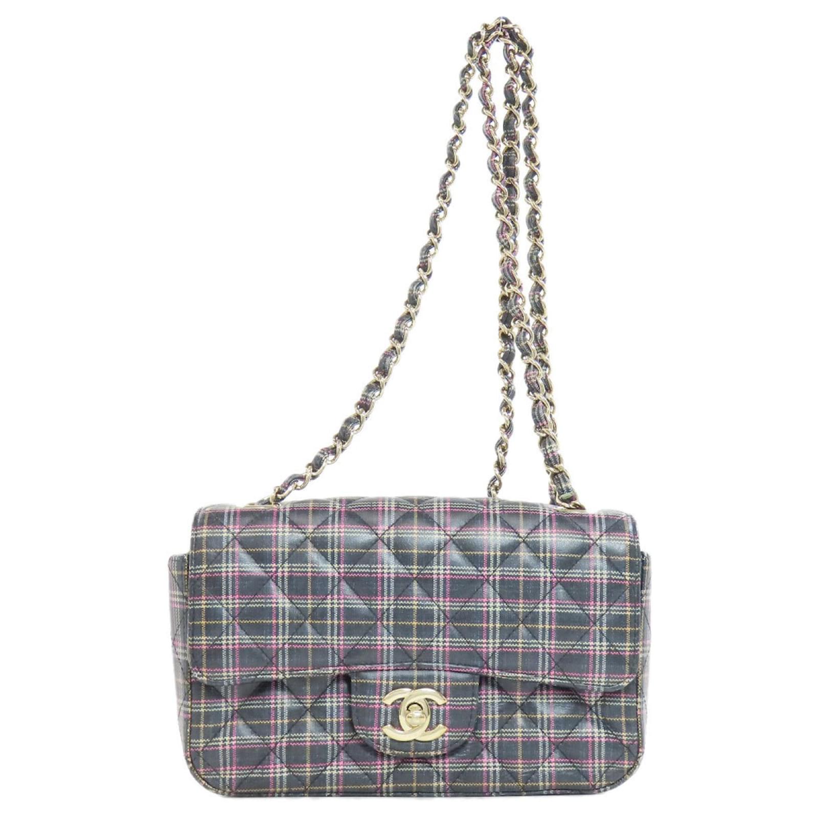 Chanel Chain Shoulder Check Pattern Bag Brown Pink Leather ref.1620932 ...