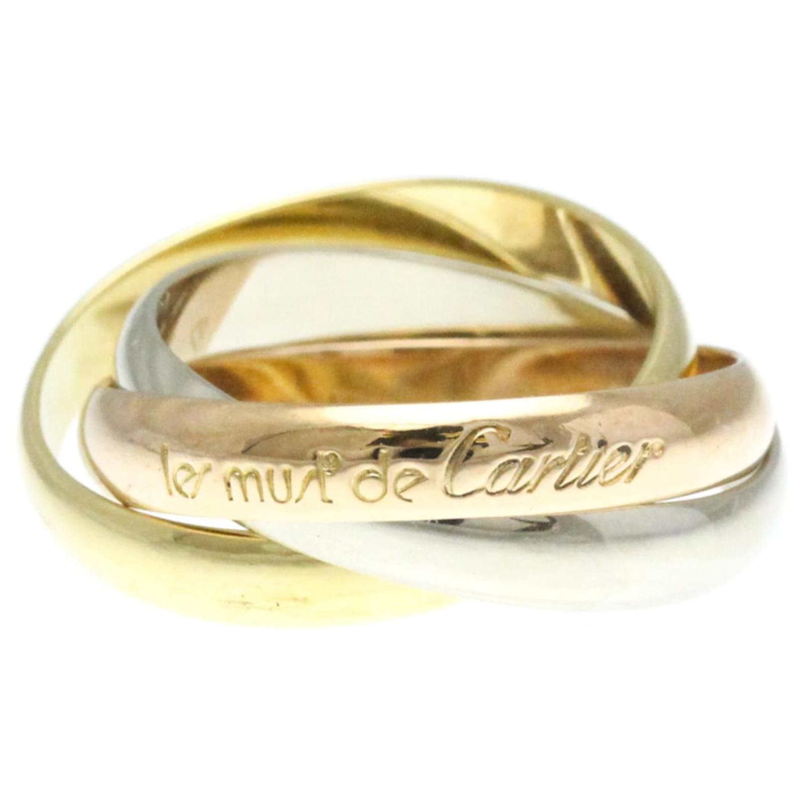 Cartier Trinity Band Ring White gold Yellow gold Pink gold ref.1621266 ...