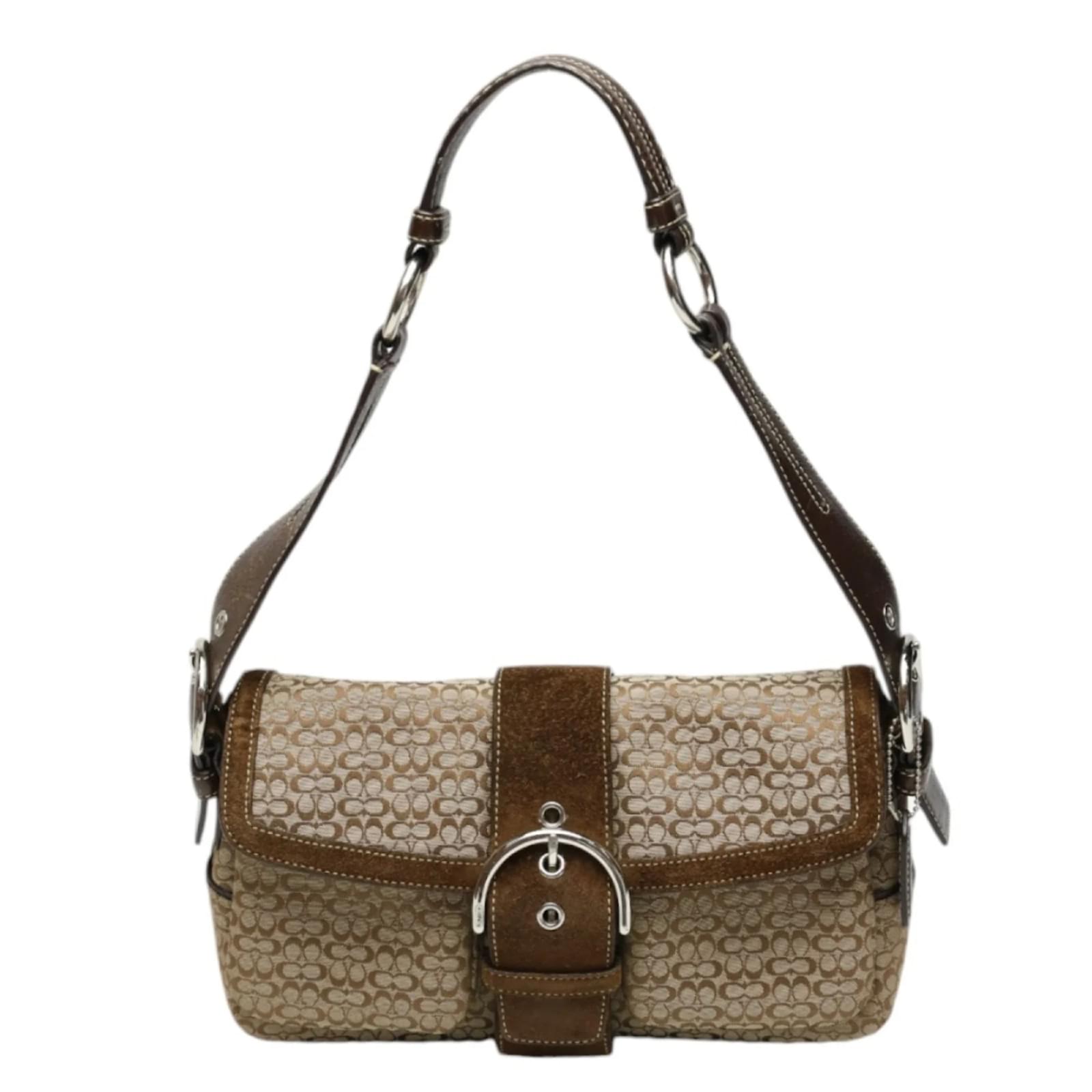 COACH Signature Canvas Shoulder Bag Brown Leather Cloth ref.1621490 ...