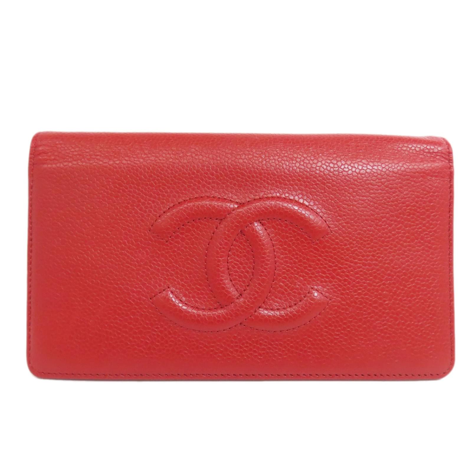 Chanel Coco Mark Long Wallet in Red Caviar Leather ref.1621835 - Joli ...