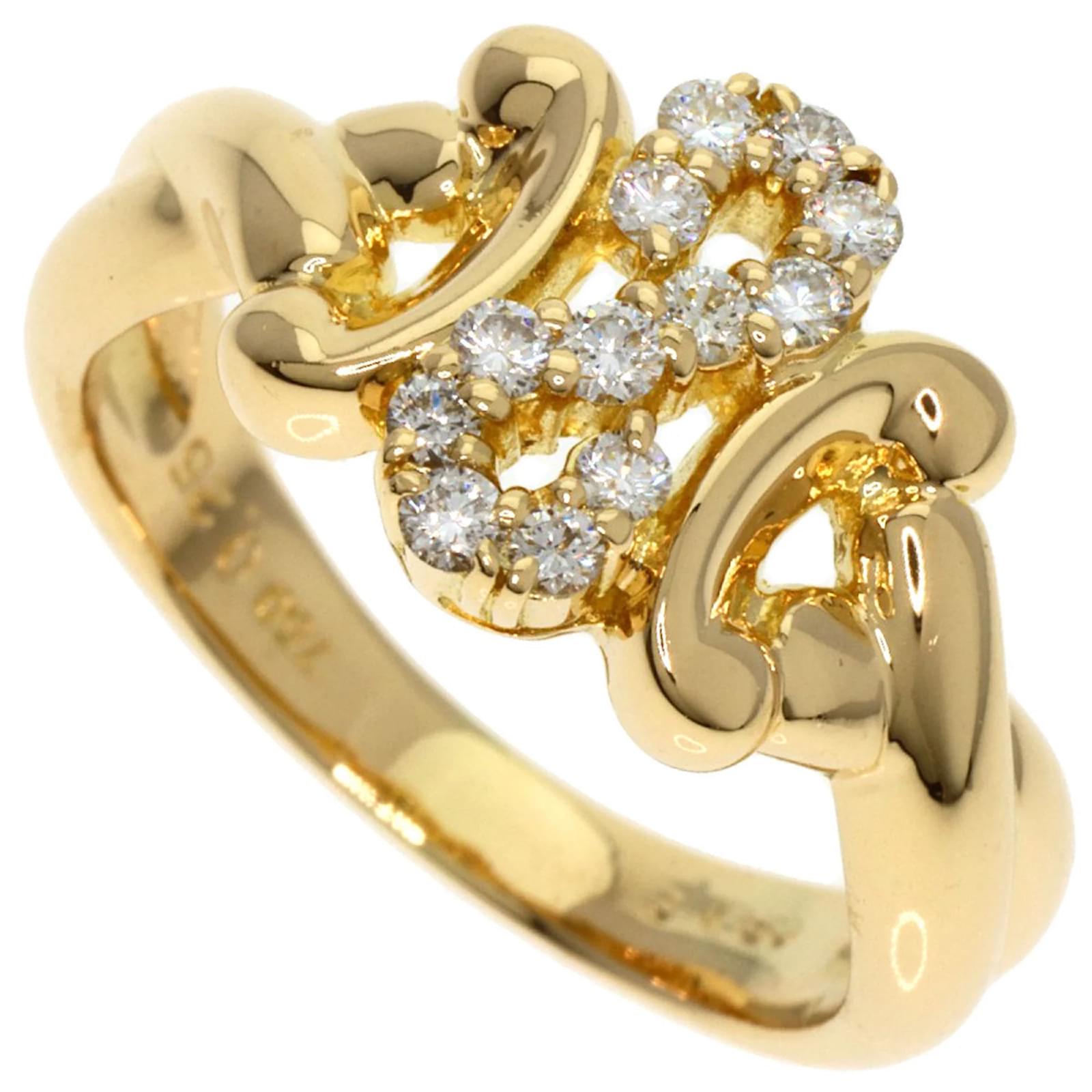 Céline Celine 18K Yellow Gold Diamond Band Ring ref.1621836 - Joli Closet