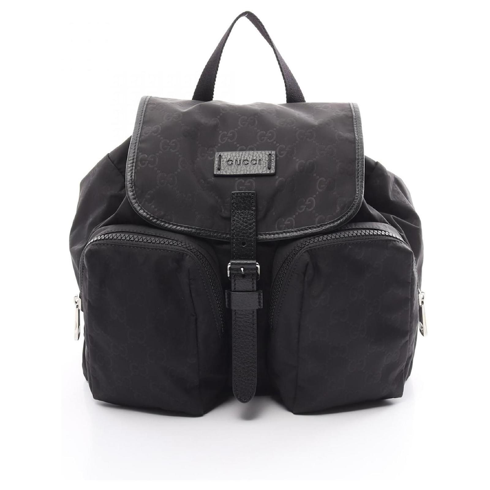 Gucci GG Pattern Rucksack Backpack Black Leather Nylon ref.1621928 ...