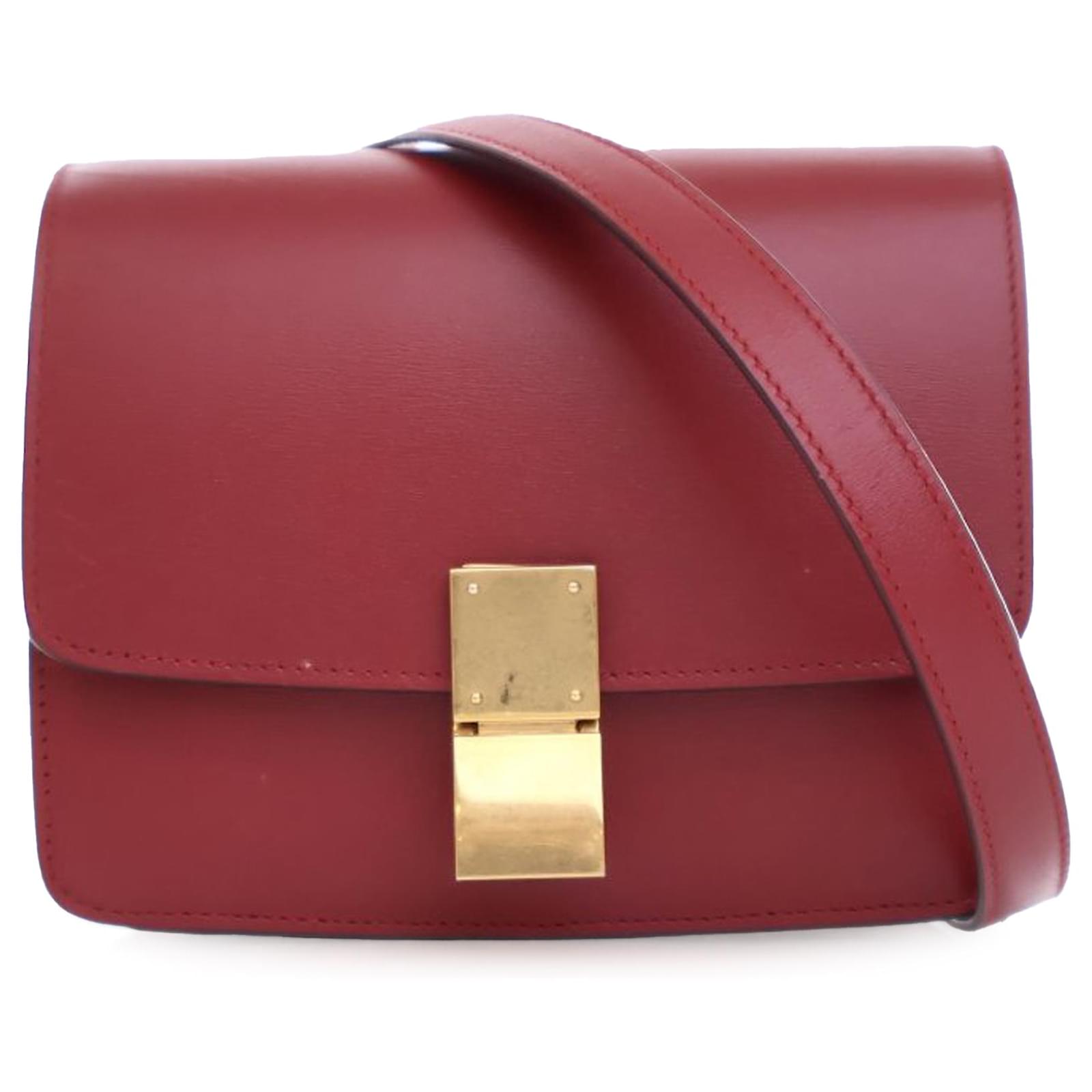 Céline Celine Red Small Classic Box Leather Pony-style calfskin ref ...