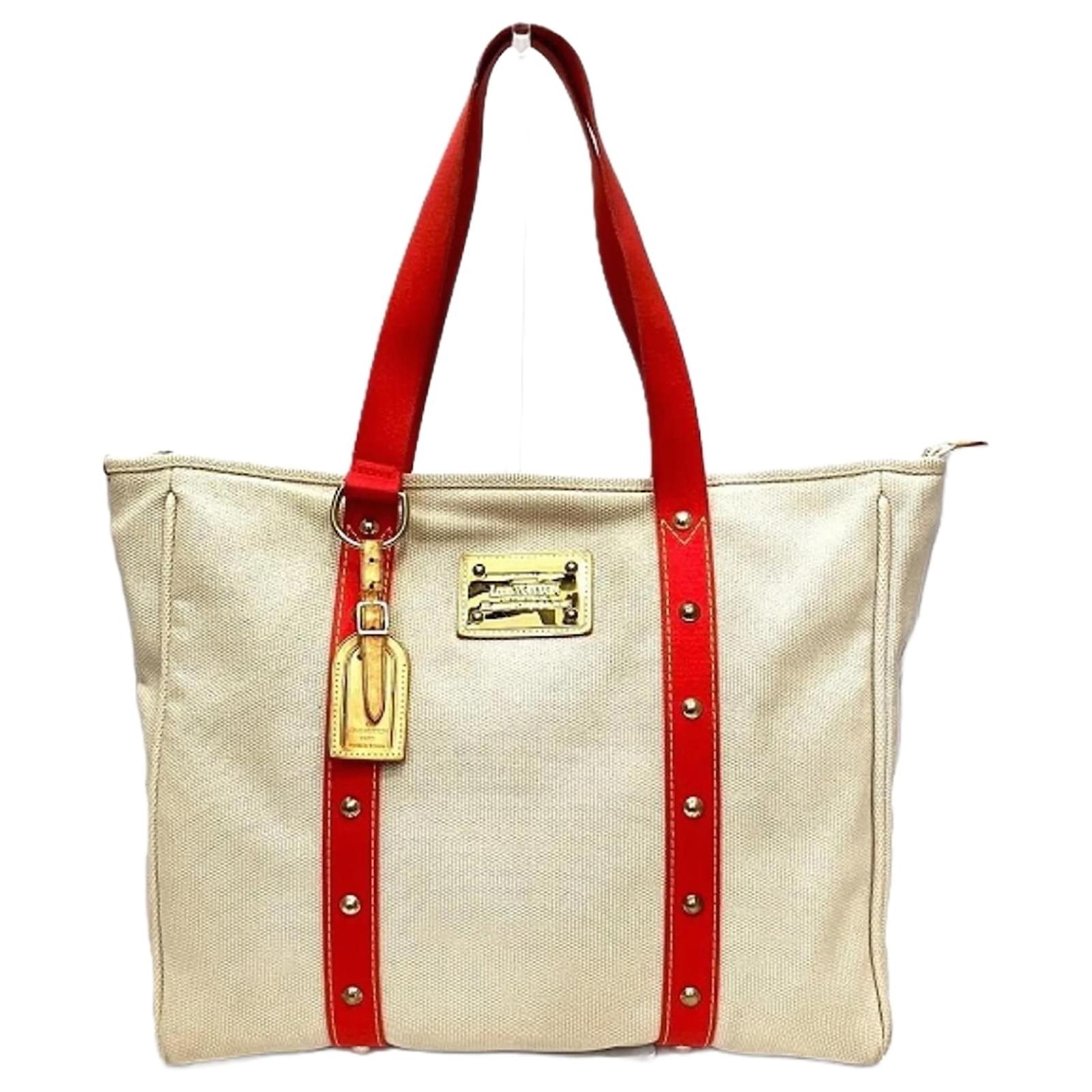 Louis Vuitton Antigua Line Cabas GM M40032 Tote Bag Red Beige Cloth ref.1623026 - Joli Closet