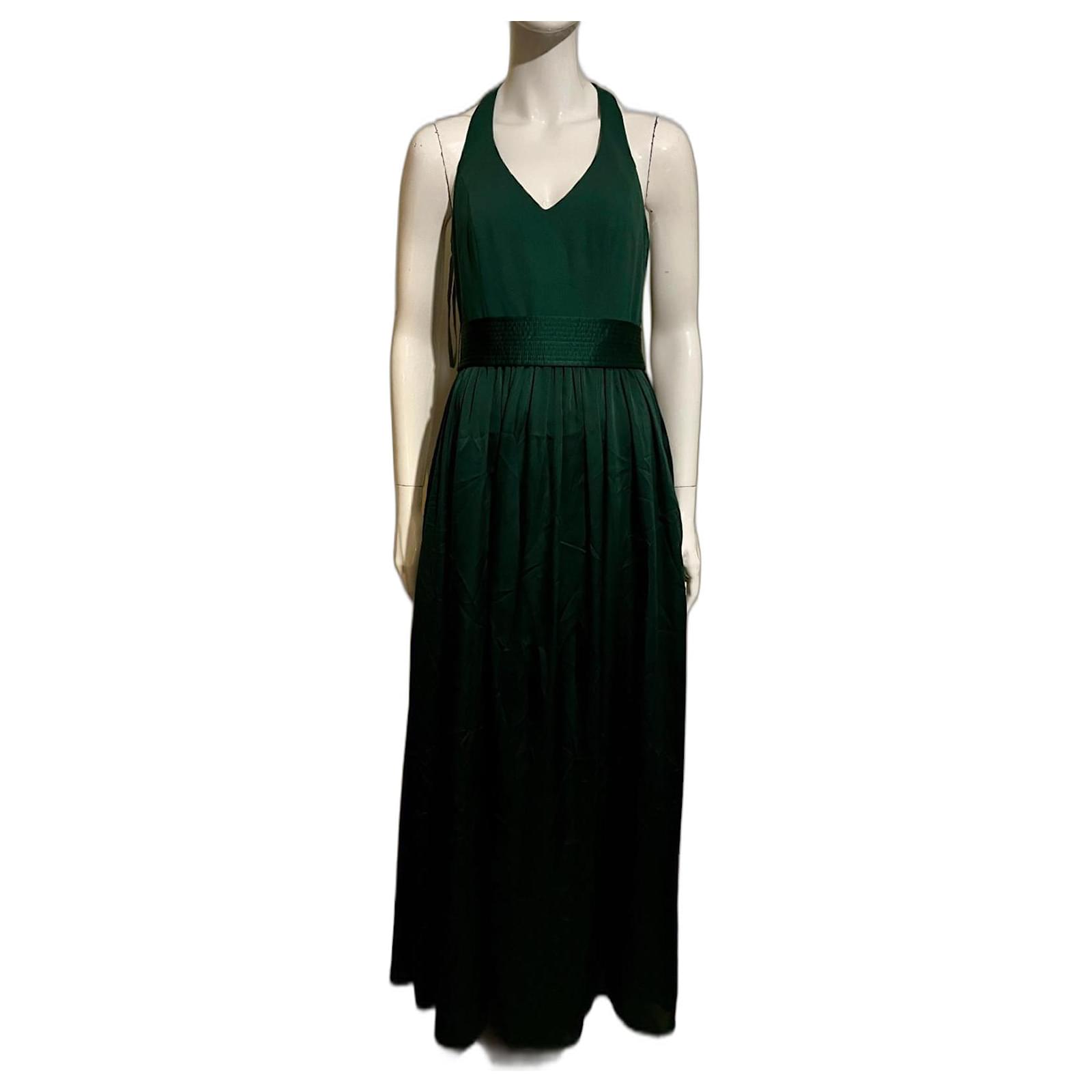 Vera Wang Emerald green satin evening gown Dark green Polyester ref ...