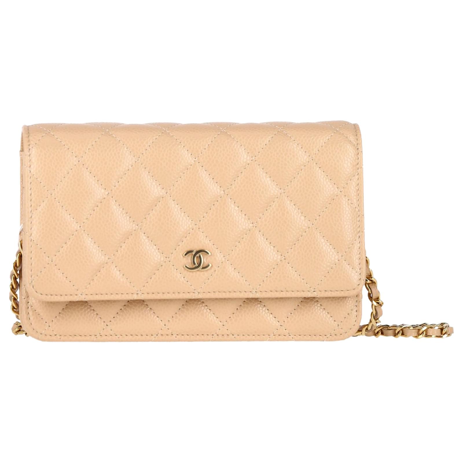 Chanel Quilted Wallet On Chain in Beige Leather ref.1625985 - Joli Closet