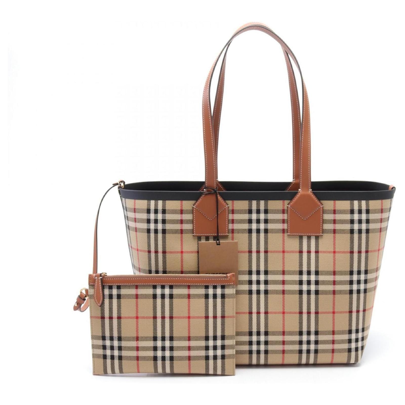 Burberry Canvas and Leather Tote Bag Brown Multiple colors Beige Cloth ...