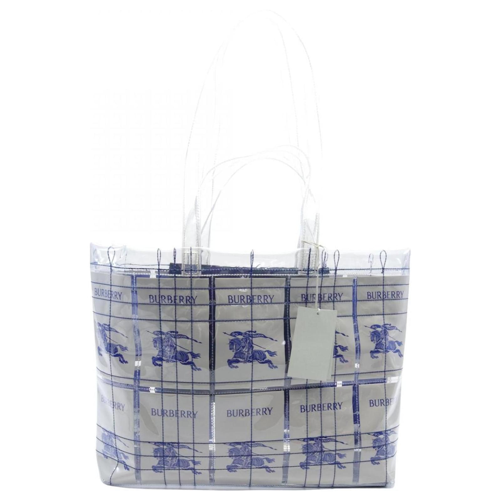 Burberry Blue and Clear PVC Tote Bag - Joli Closet