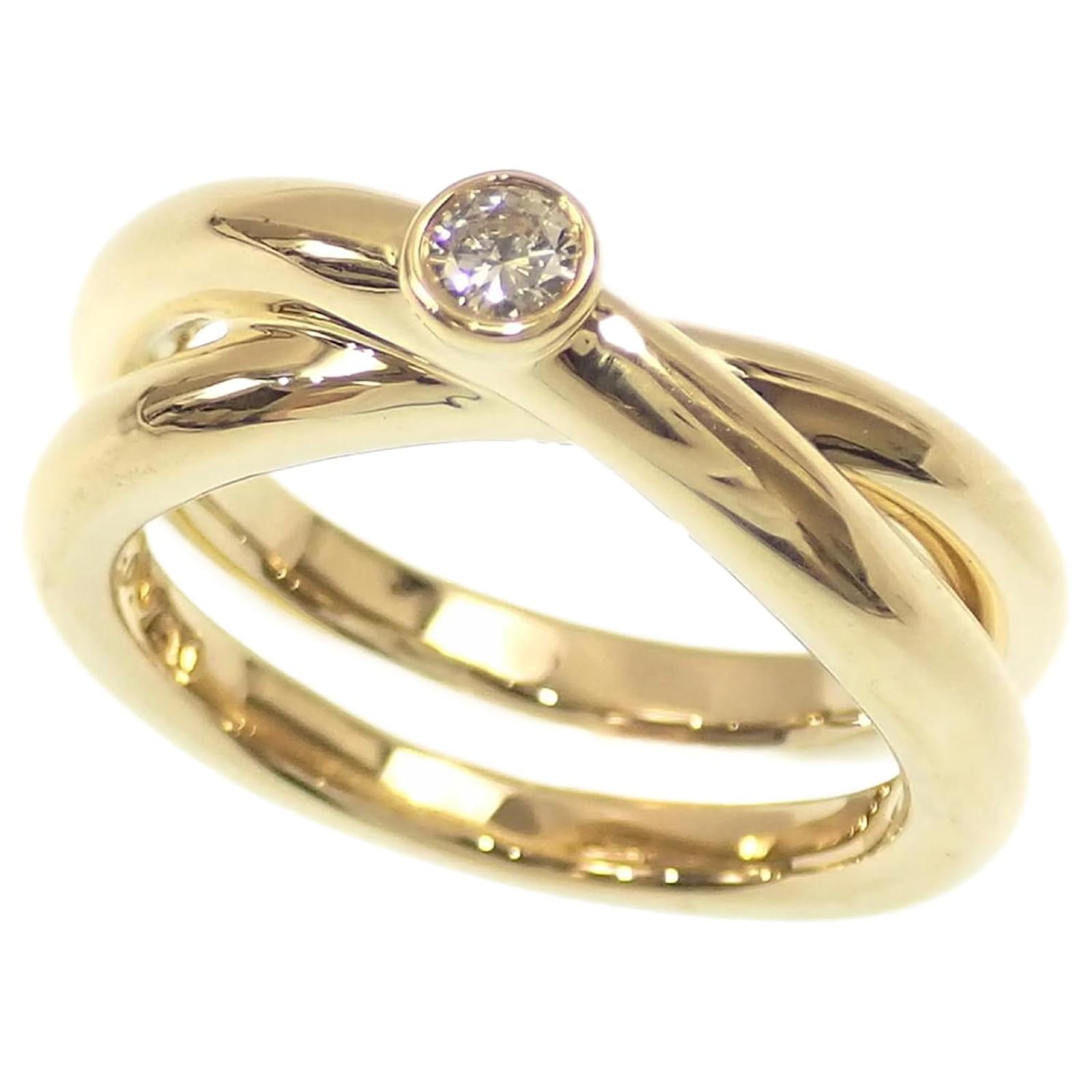 Tiffany & Co Tiffany Diamond Cross Ring Yellow gold ref.1627278 - Joli ...