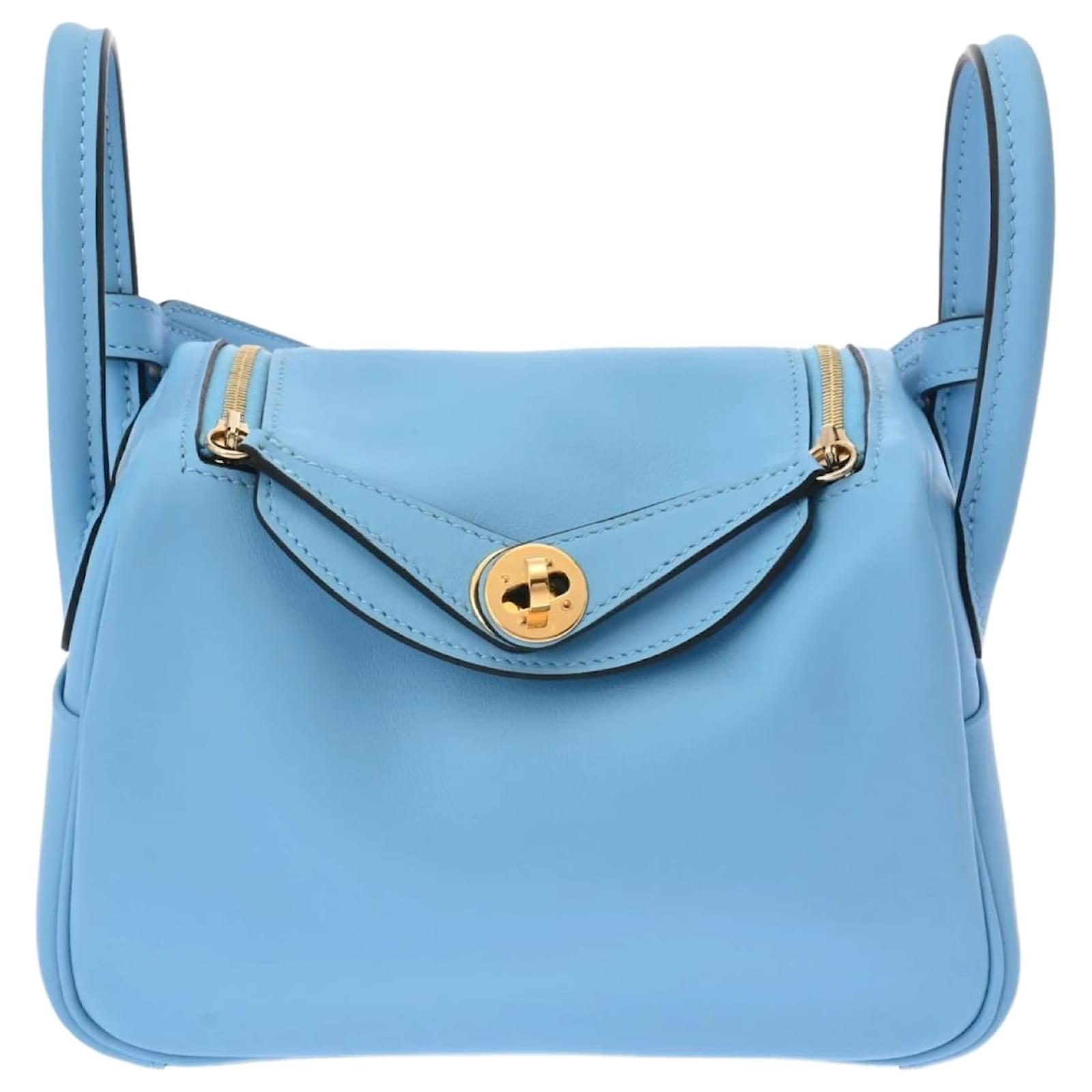 Hermès Hermes Lindy Celeste B Stamp Shoulder Bag Blue Leather ref ...