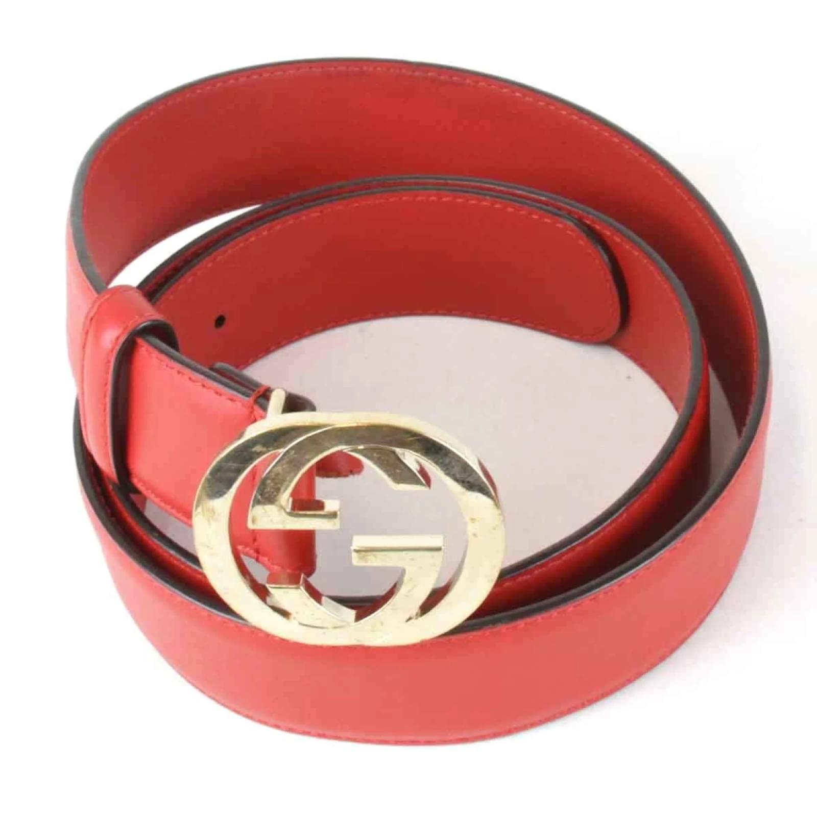 Gucci Interlocking G Leather Belt Red ref.1627871 - Joli Closet