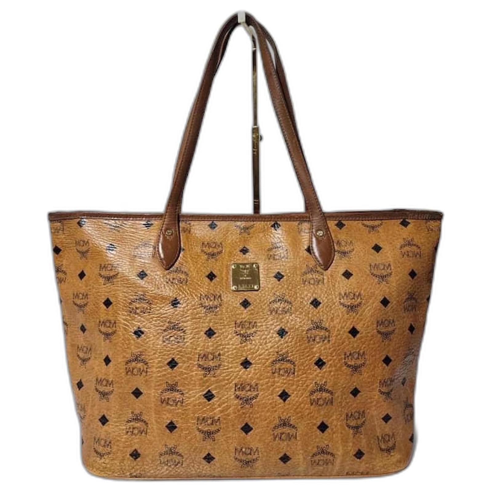 MCM Visetos Shopping Tote Bag Cognac Brown Leather ref.1628886 - Joli ...