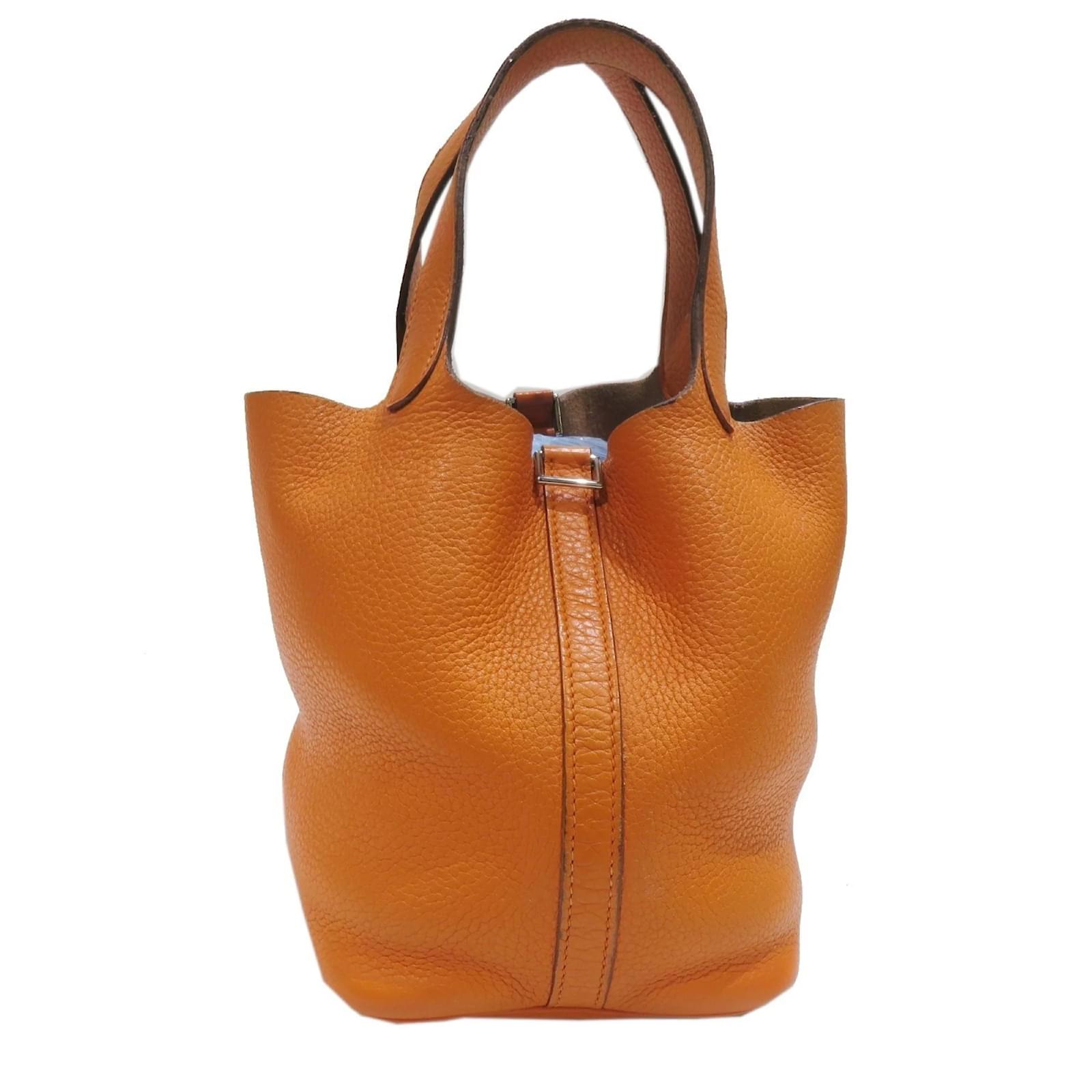 Hermès Hermes Picotin PM Handbag in Orange Leather ref.1629130 - Joli ...