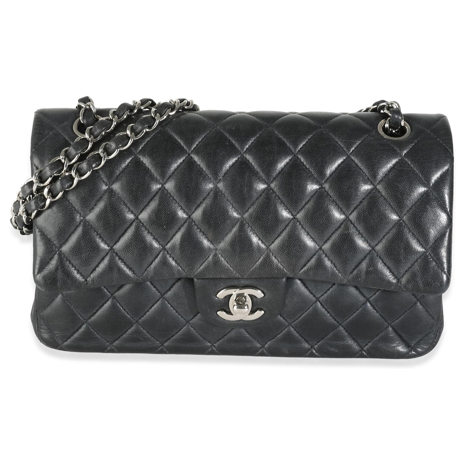 Timeless Chanel Black Quilted Lambskin Medium Classic Double Flap Bag ...