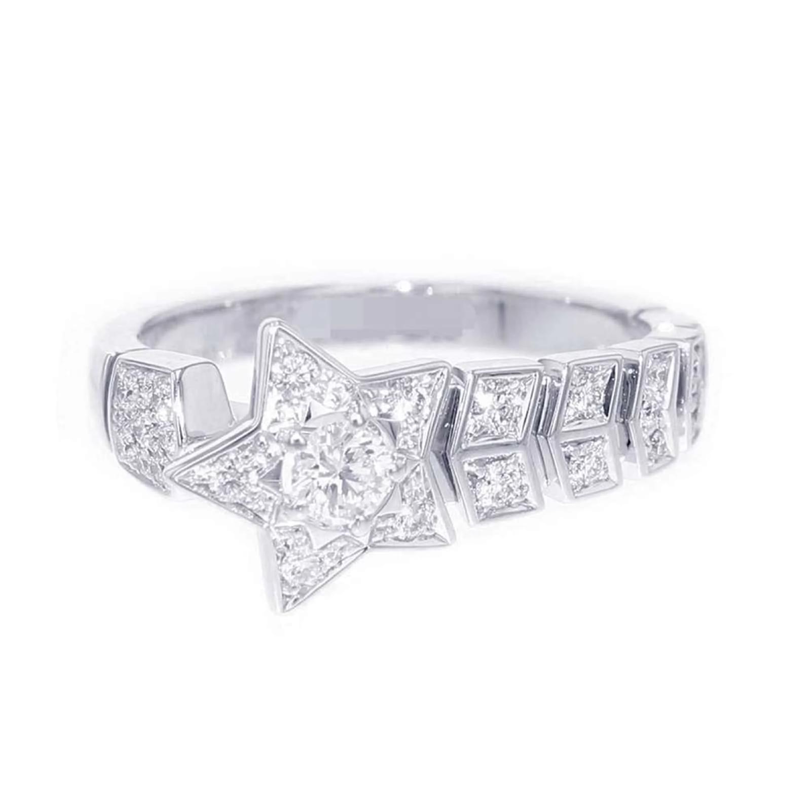 Chanel Comet Collection Diamond Band Ring Silvery White gold ref ...