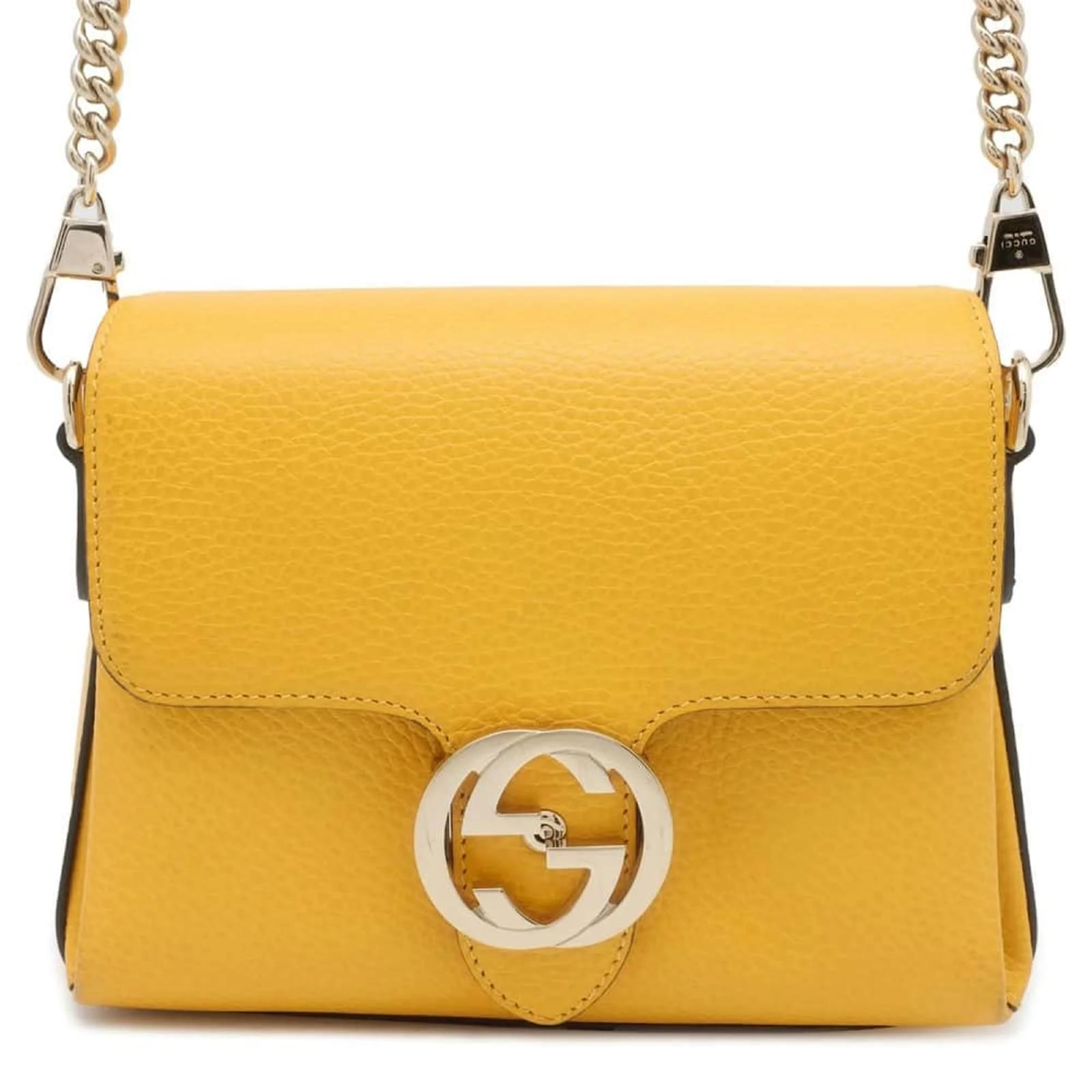 Gucci Chain Shoulder Bag Yellow Leather ref.1629500 - Joli Closet