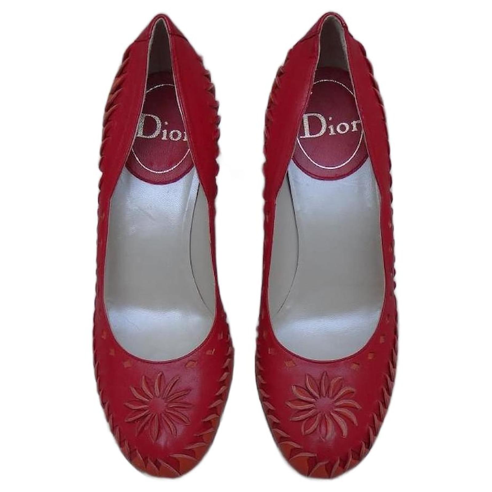Dior Heels Red Orange Leather ref.1629712 - Joli Closet