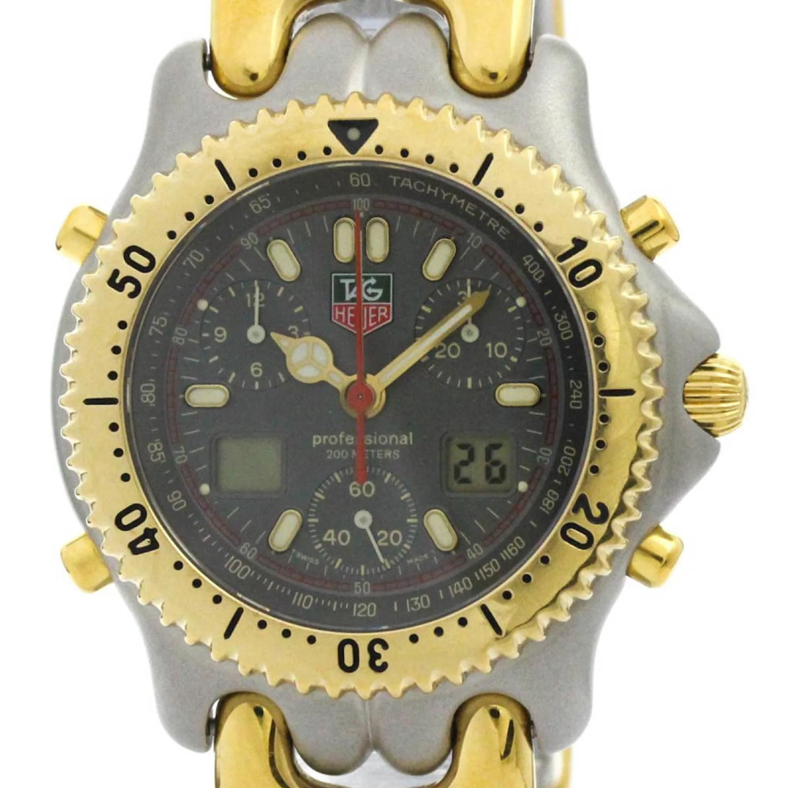 TAG HEUER Sel Chronograph Gold Plated Steel Quartz Watch ref.1629742 ...