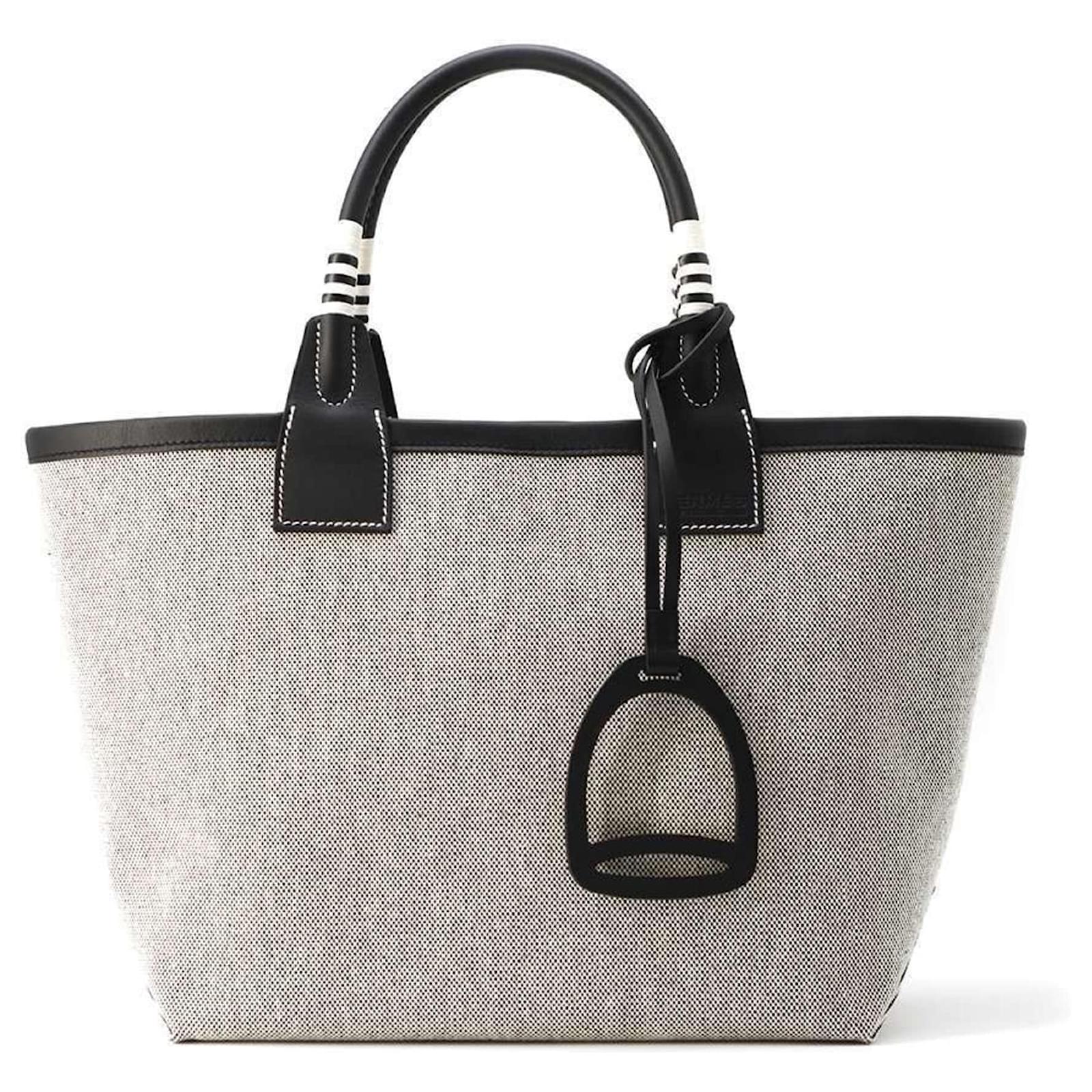 Hermès Hermes Tote Bag Steeple 25 Brown Black Leather Cloth ref.1629967 ...