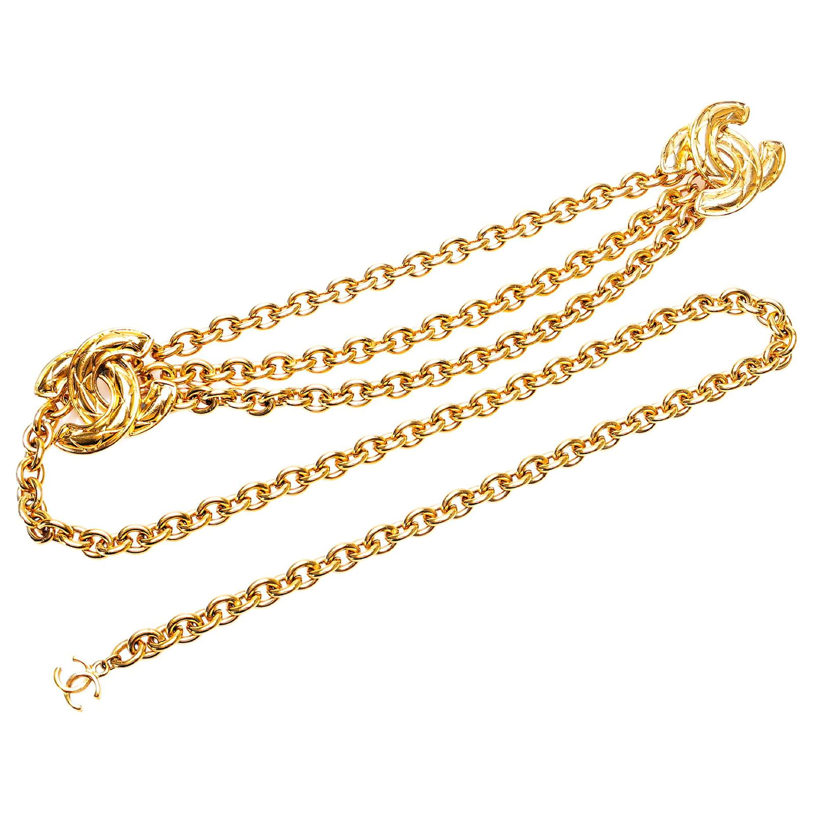 Chanel Gold Gold Plated CC Chain-Link Belt Golden Metal Gold-plated ref ...