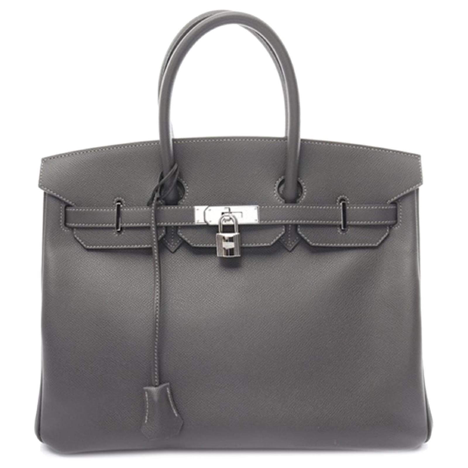 Hermès Gray Epsom Birkin Retourne 35 Brown Leather Pony-style calfskin ref.1630197 - Joli Closet
