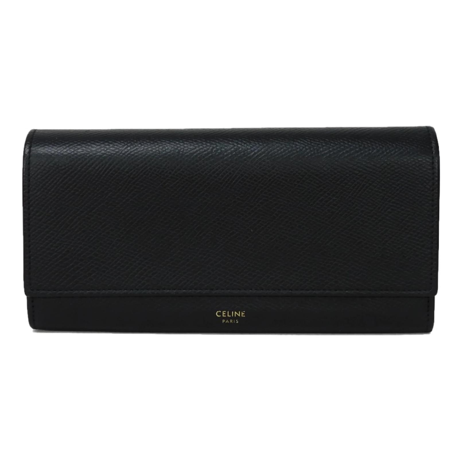 Céline Celine Black Leather Long Wallet ref.1630653 - Joli Closet