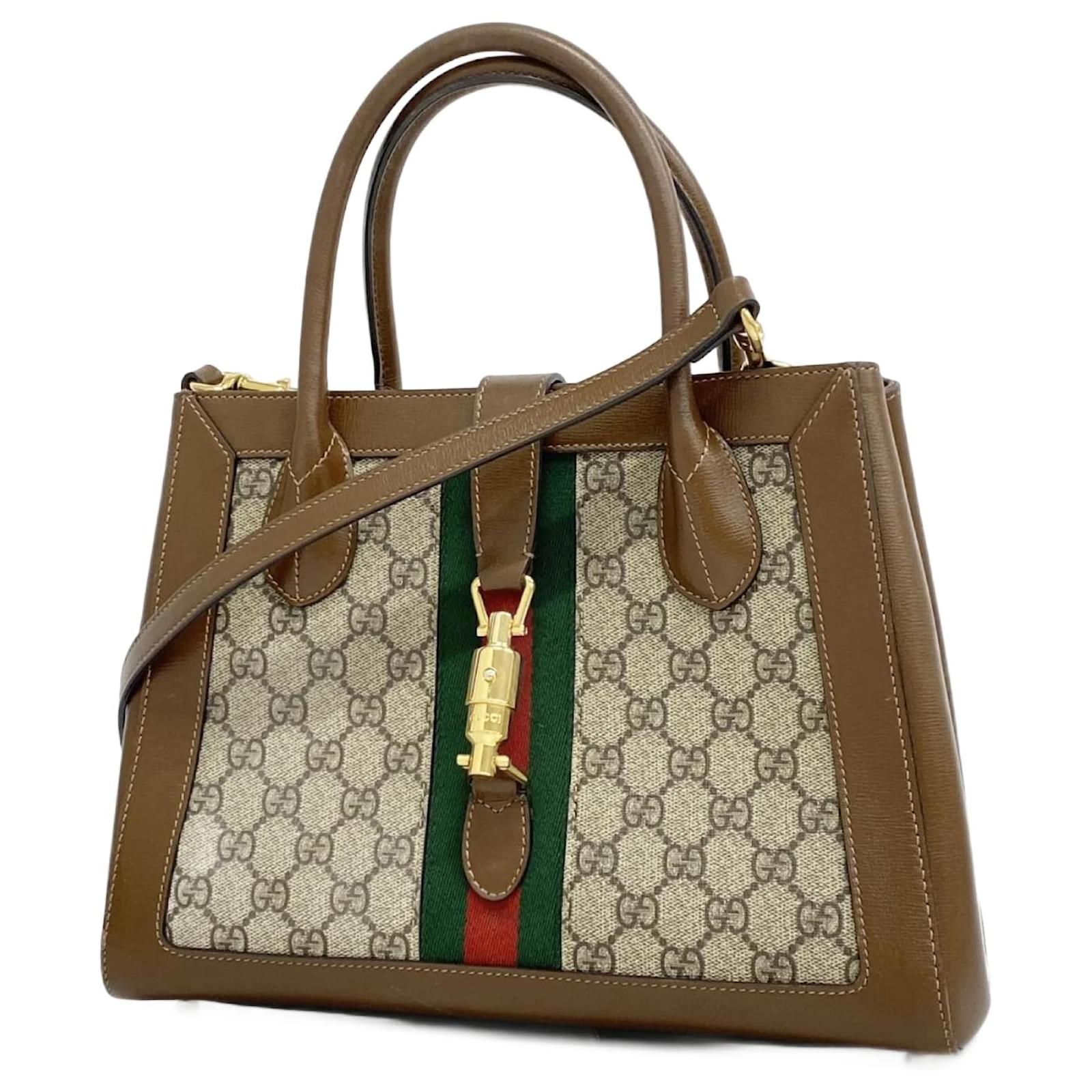 Gucci Handbag GG Supreme Sherry Line Brown Leather Plastic ref.1631315 ...