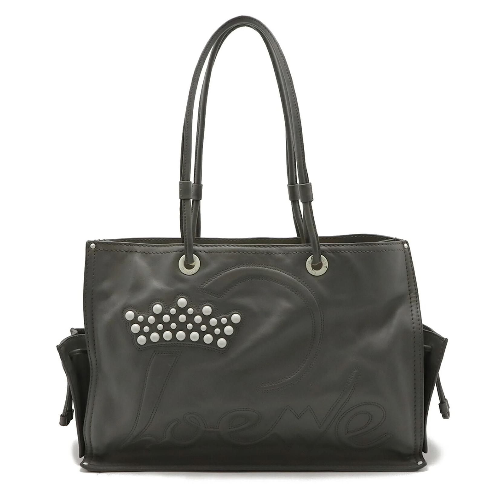 Loewe Gray Leather Shopper Tote Bag Brown ref.1631771 - Joli Closet
