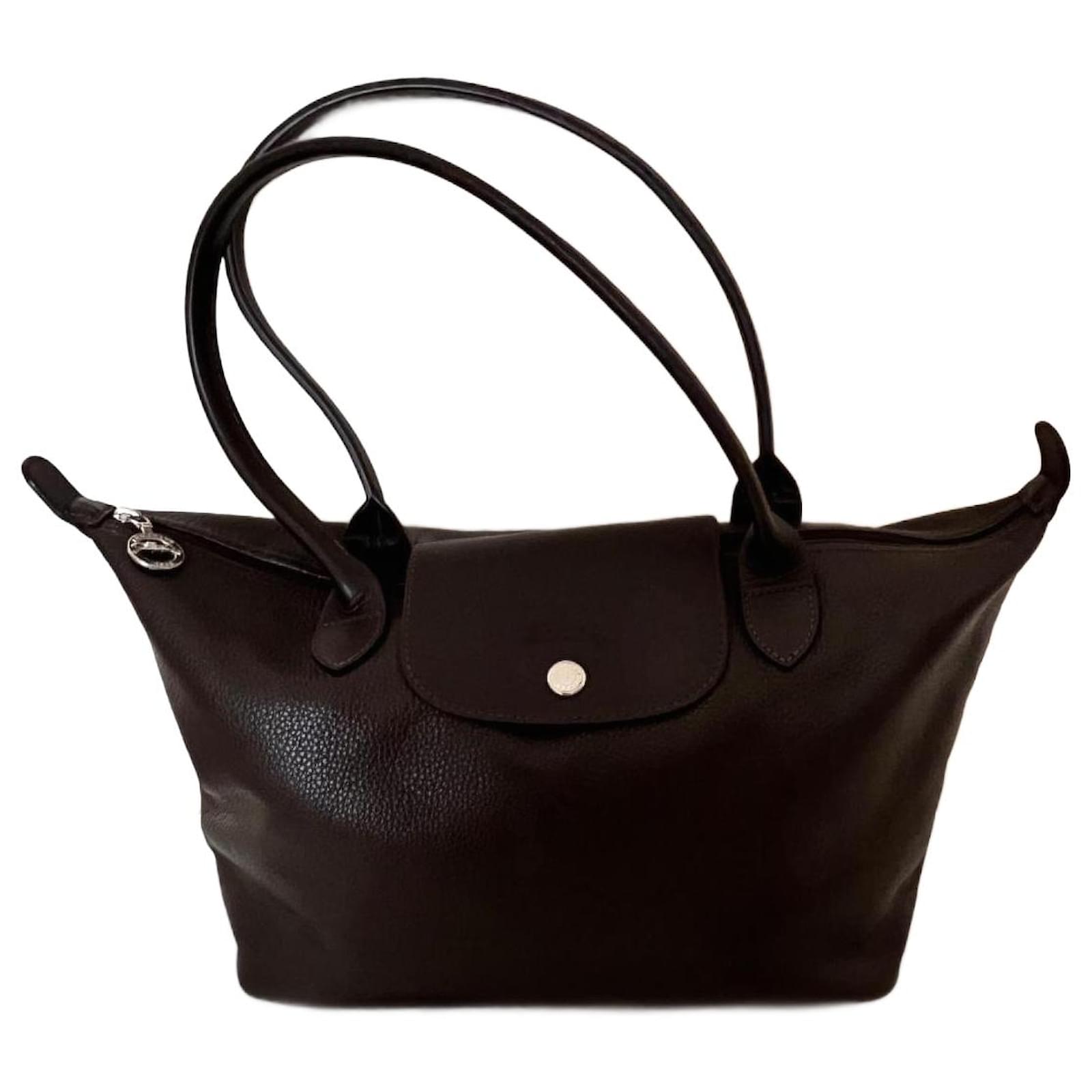 Pliage Longchamp leather folding tote bag Brown Dark brown ref.1632049 ...