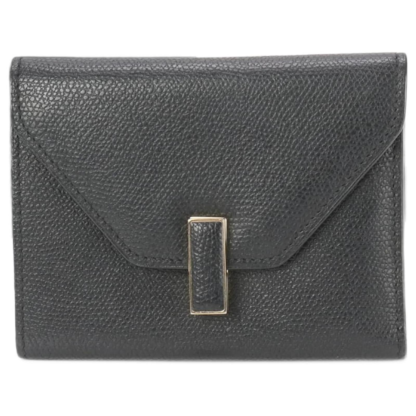 Valextra Iside Bi-fold Wallet Black Leather ref.1632299 - Joli Closet