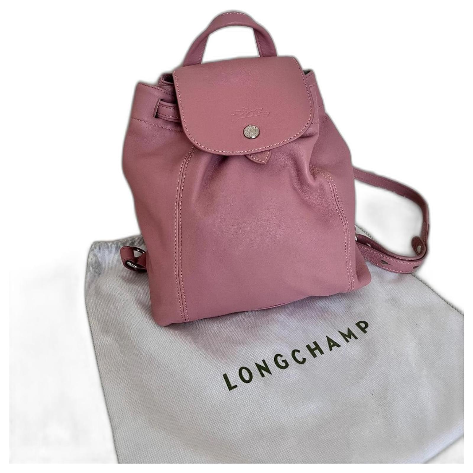 Pliage Longchamp XS leather folding backpack Pink ref.1632307 - Joli Closet