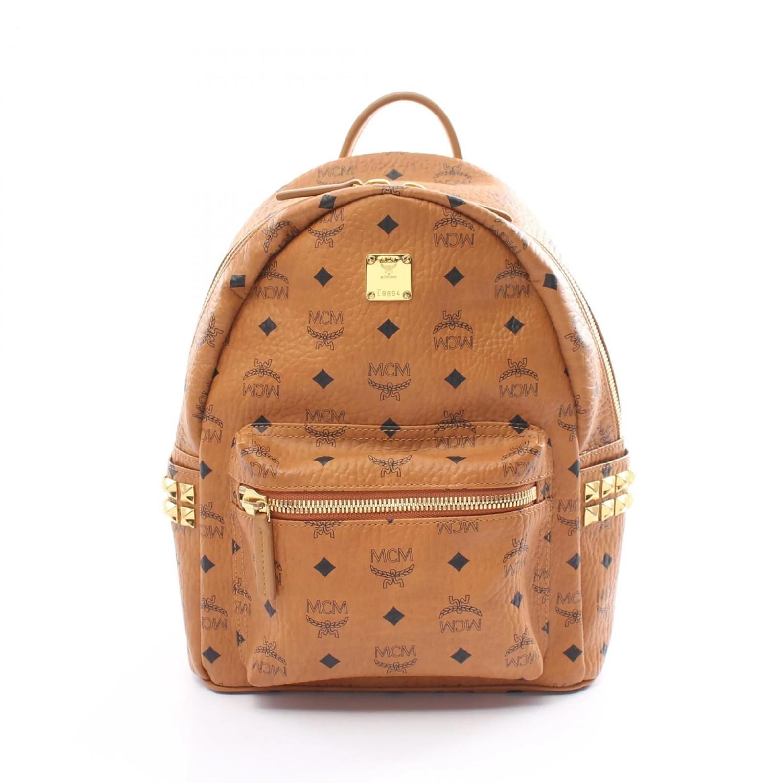 MCM Visetos Rucksack Backpack Brown Leather Cloth Plastic ref.1633286 ...