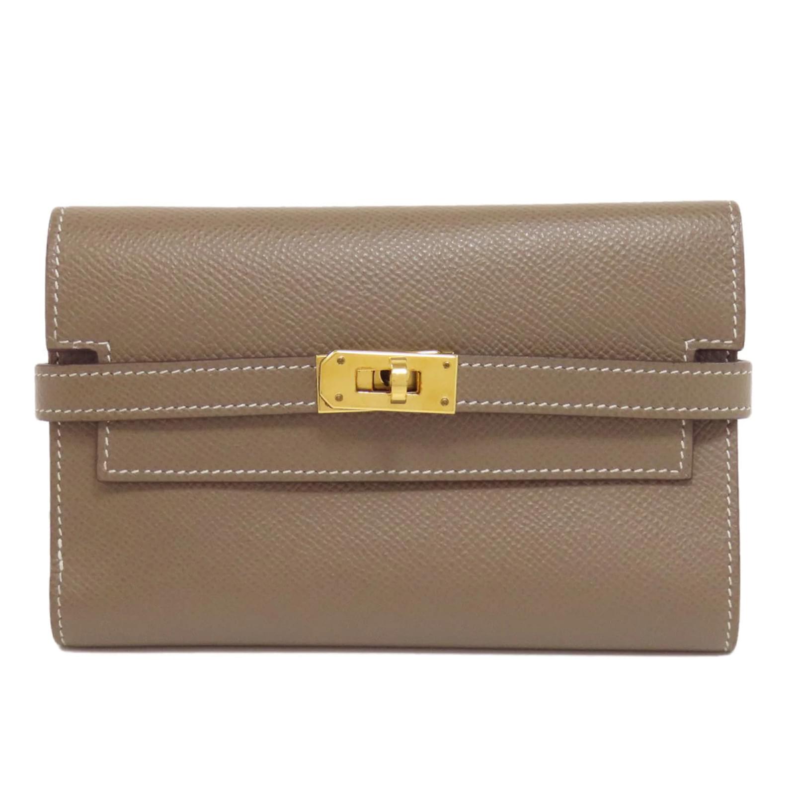 Hermès Hermes Kelly Wallet Compact in Etoupe Gray Taupe Leather ref ...