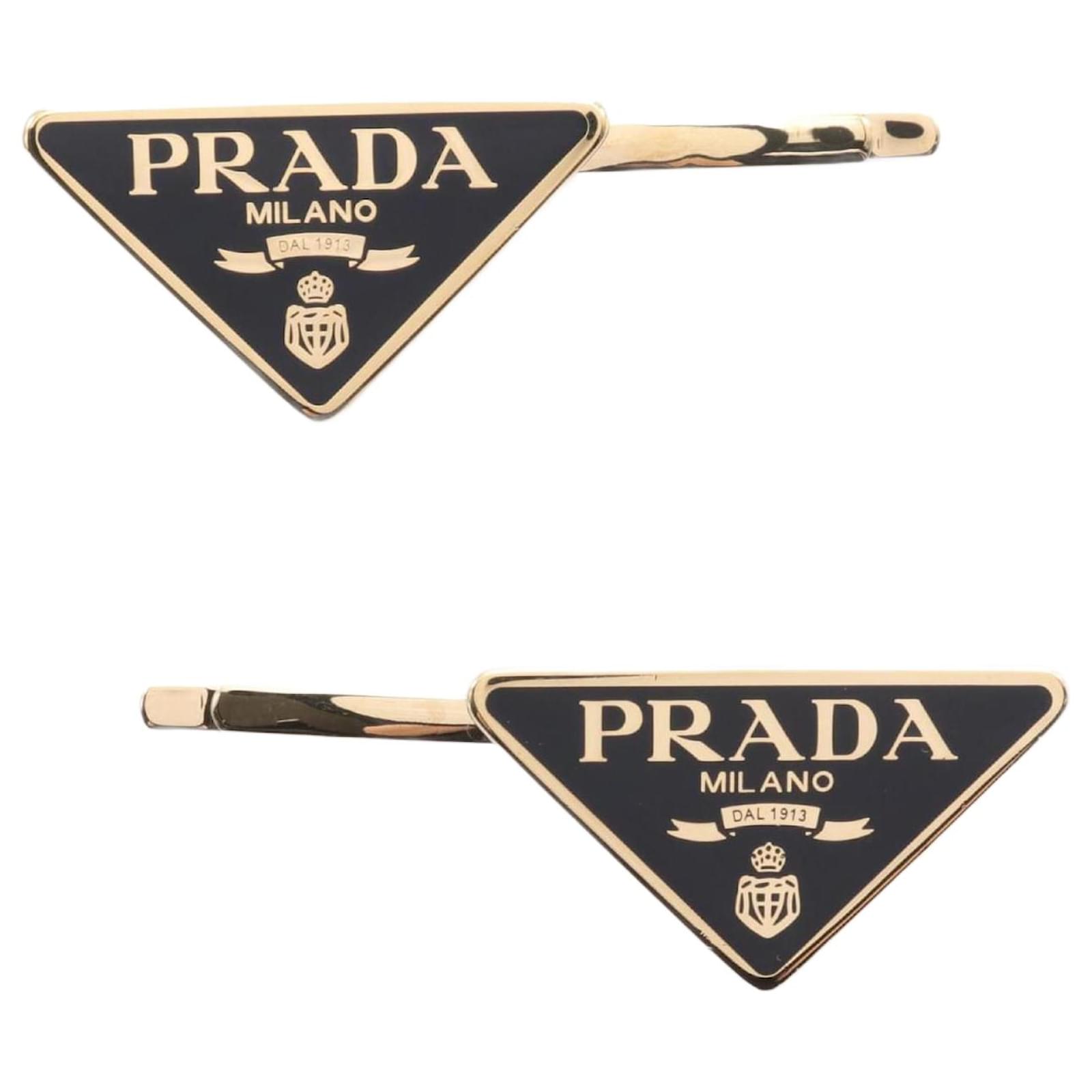 Prada Gold Plated Hair Pin Black Golden Gold-plated ref.1635502 - Joli ...