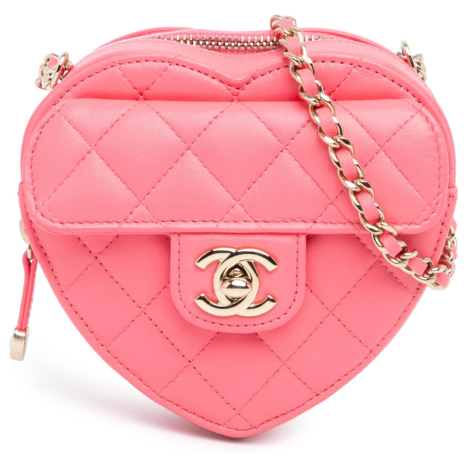 Chanel Pink Mini Lambskin CC in Love Heart Crossbody Leather ref ...