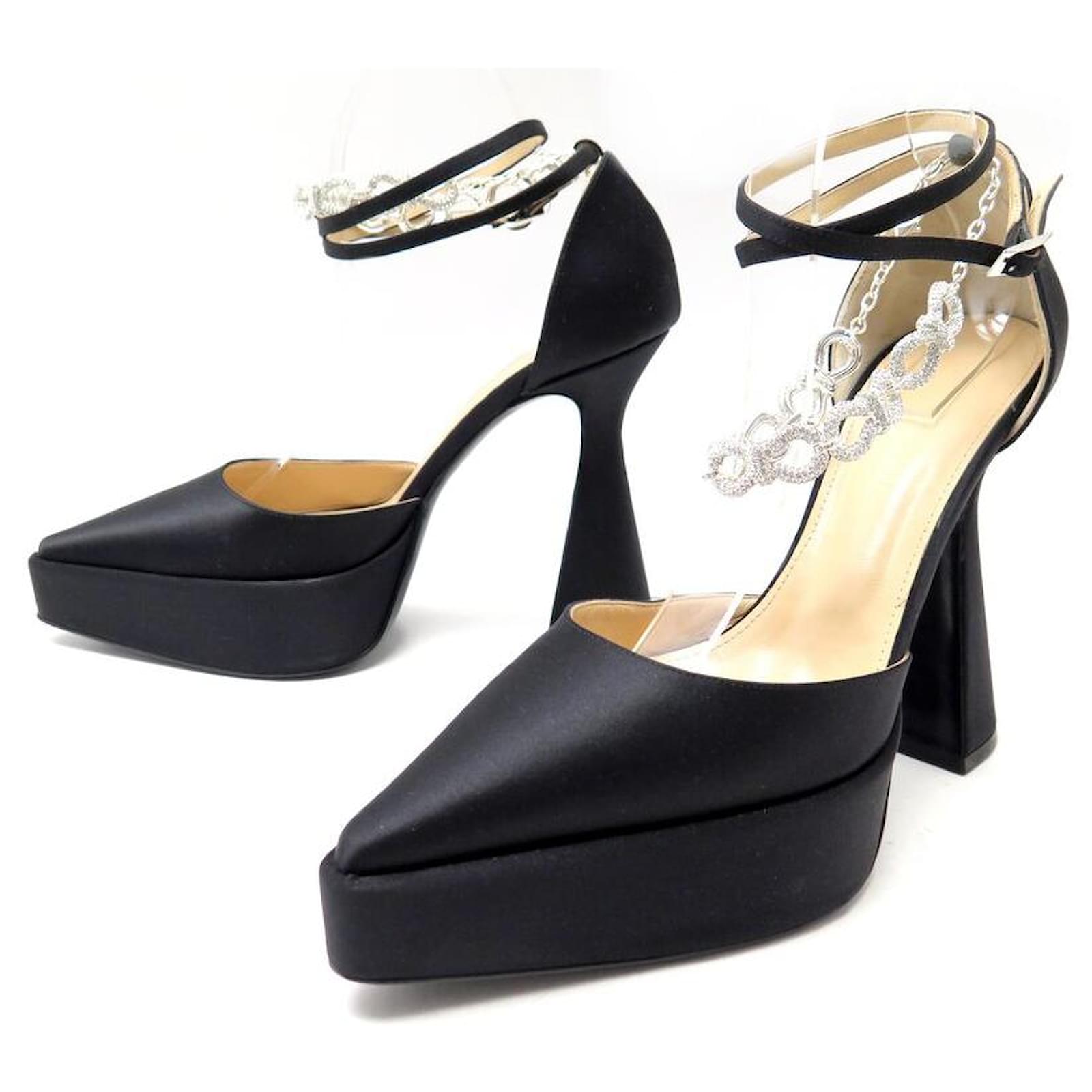 NINE MACH & MACH BOW CHAIN PUMPS 222404F122075 40 PUMP SHOE Black Satin ...