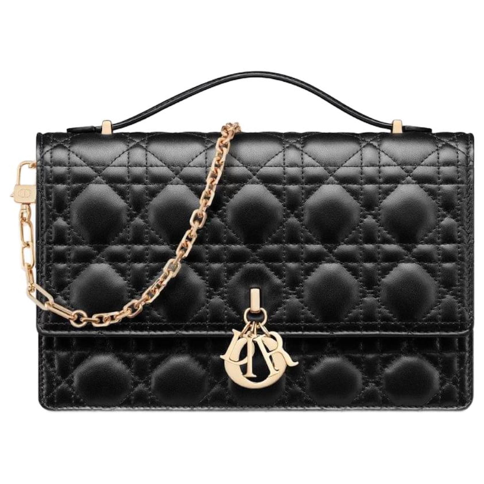 My Dior Top Handle Bag Black Lambskin Cannage (Sold) - Joli Closet