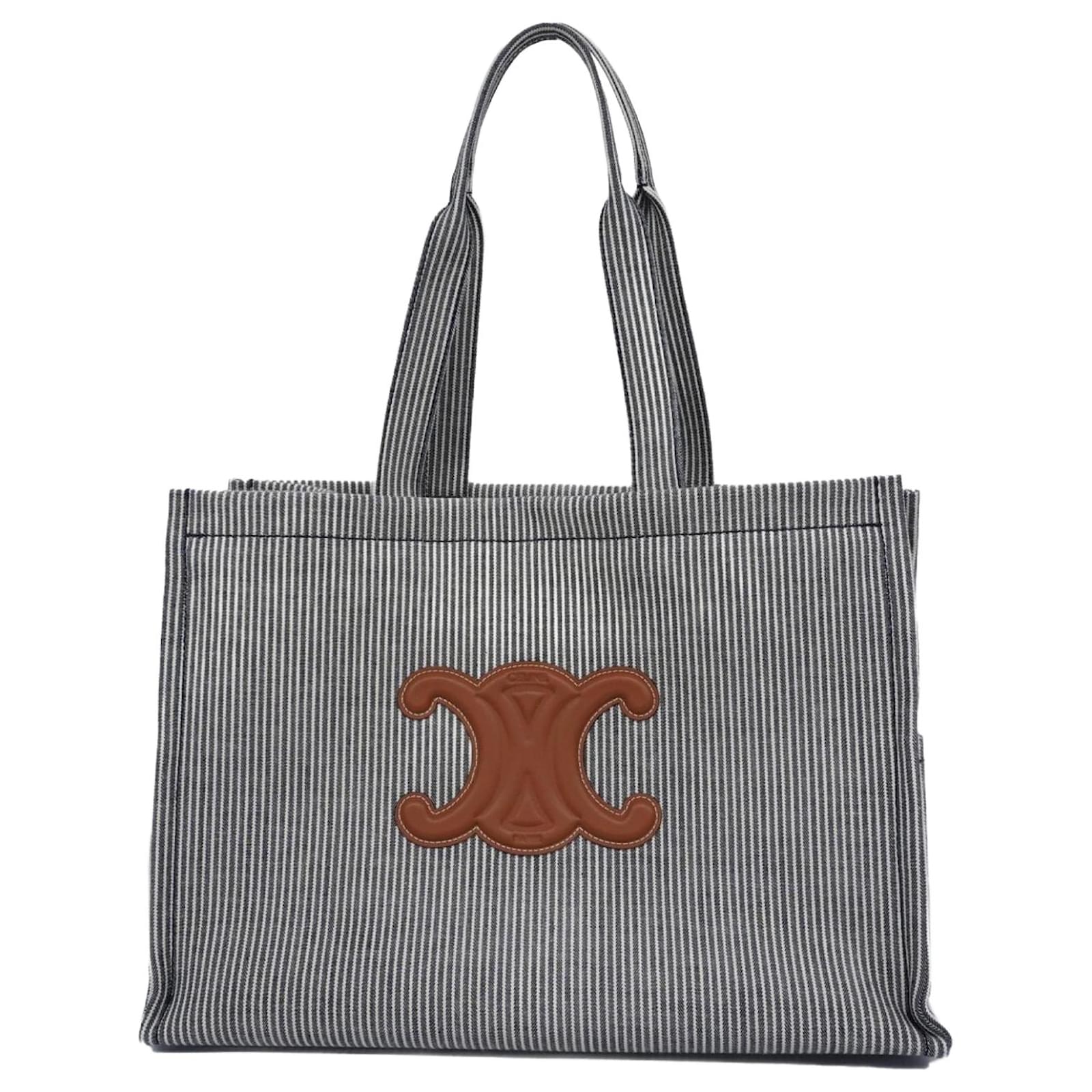 Céline Celine Tote Bag Triomphe Canvas in Navy and White Navy blue ...