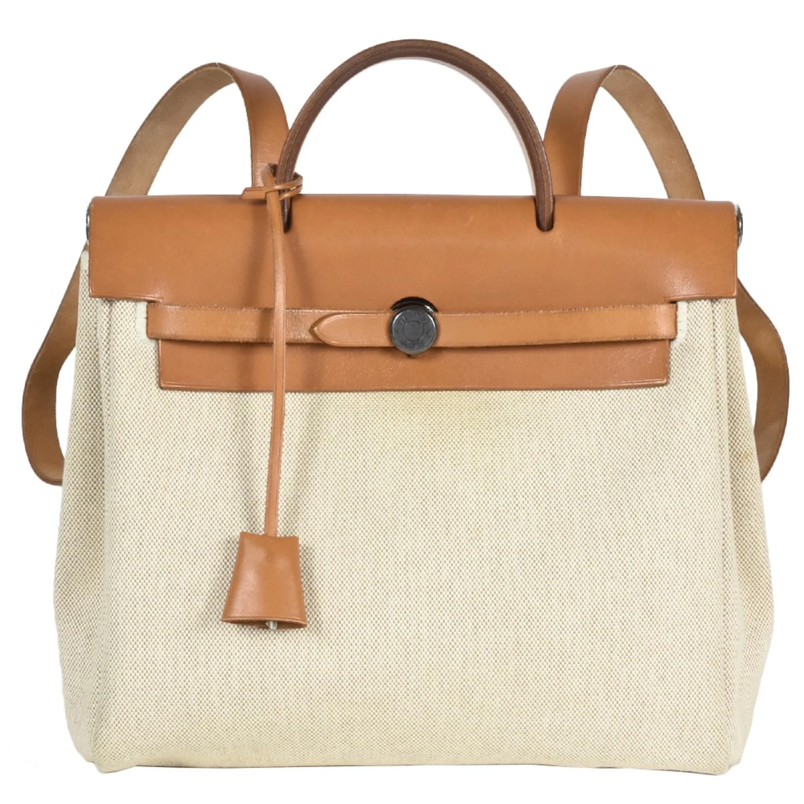 Hermès Hermes Beige Toile H Leather Backpack Cloth ref.1639957 - Joli ...