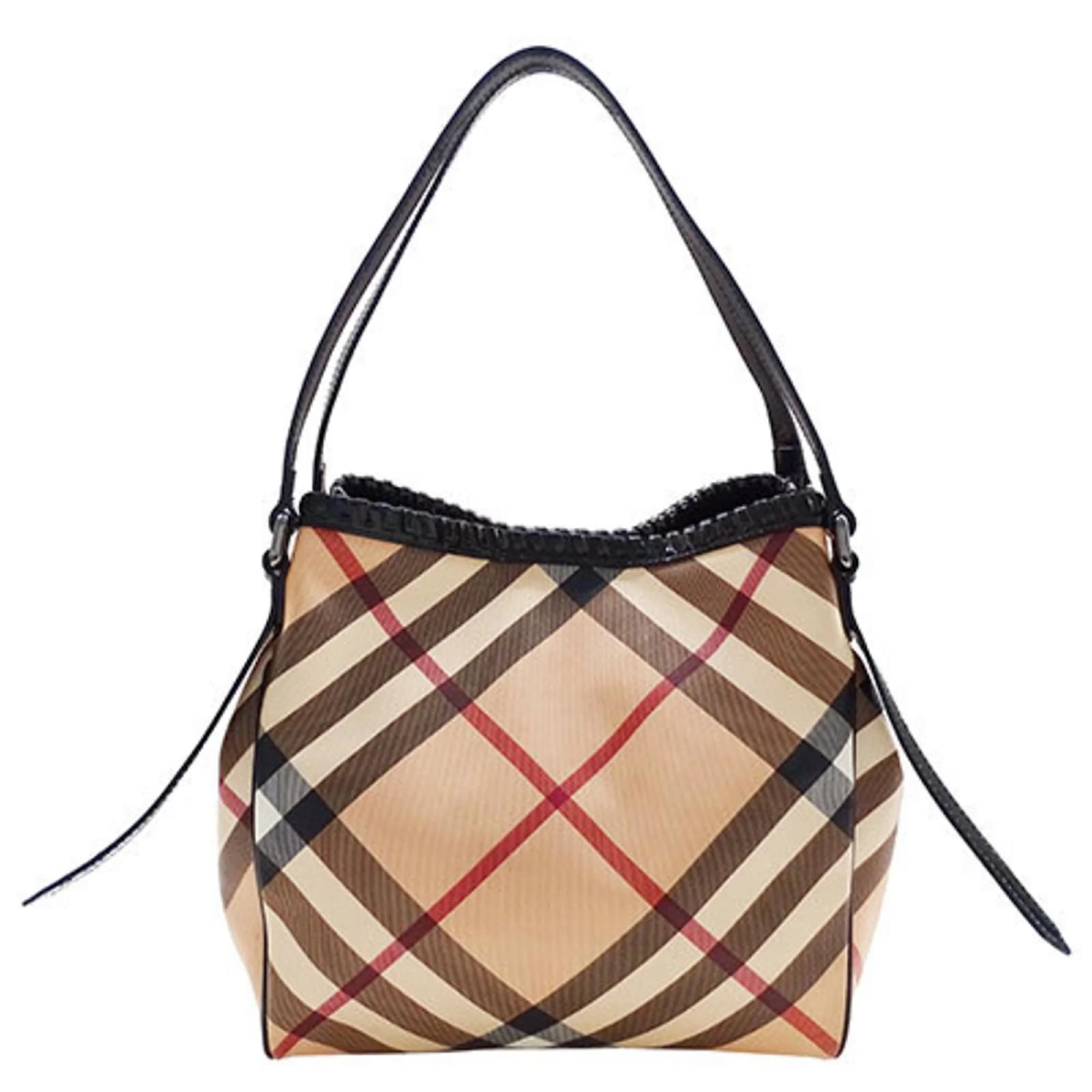 Burberry Beige Check Pattern Tote Bag Plastic ref.1640331 - Joli Closet