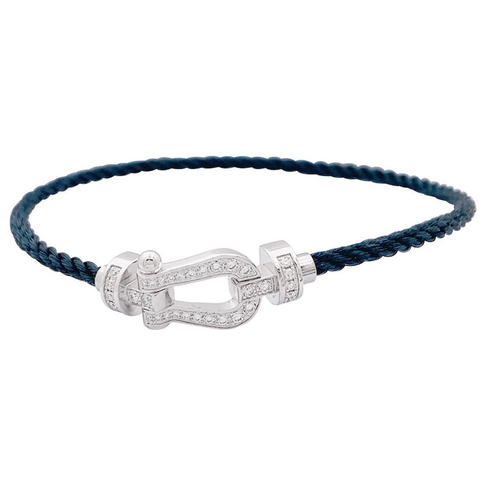 Fred bracelet, 'Force 10' in white gold, diamonds. Steel ref.1641273 ...