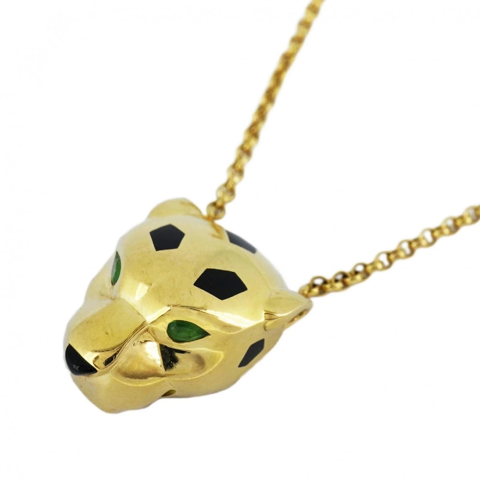 Cartier Panthere Necklace in 18K Yellow Gold with Onyx and Tsavorite ...