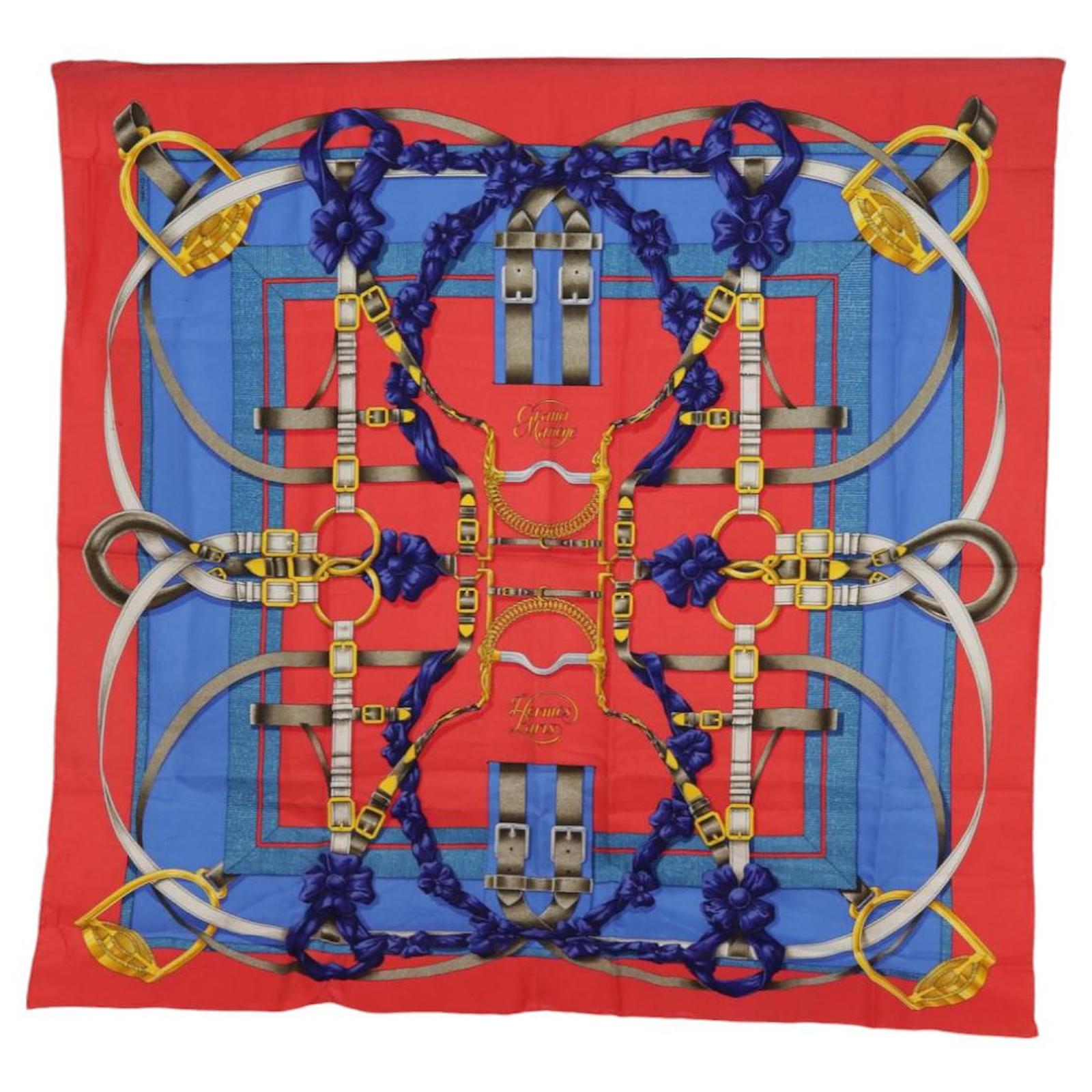 Hermès HERMES Carre 90 Scarf GRAND MANEGE Silk Red Blue Auth ac3229 ref.1642476 - Joli Closet