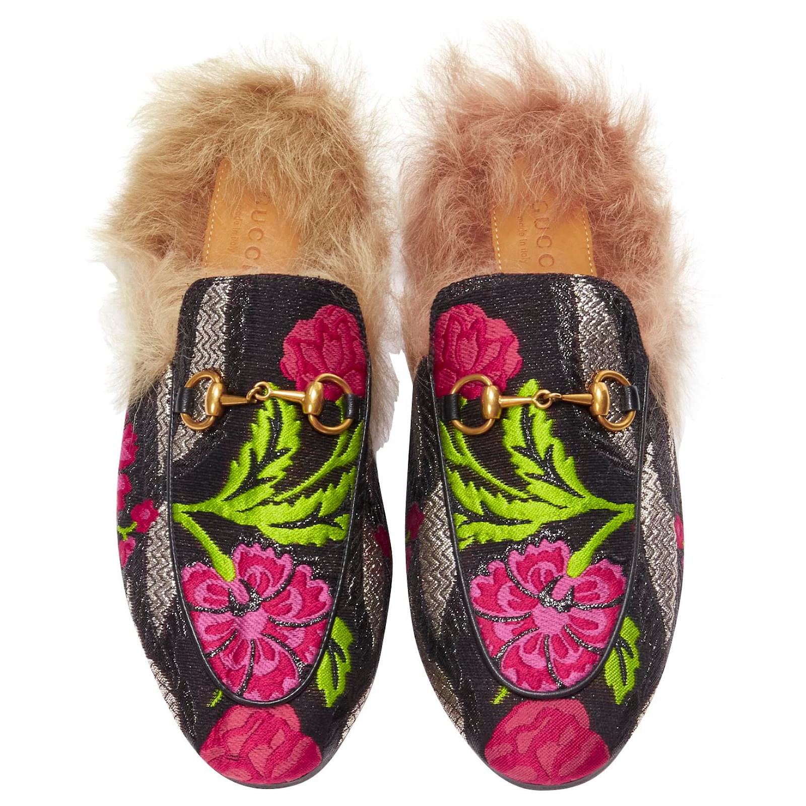 GUCCI Princetown pink floral slippers ref.1643115 - Joli Closet