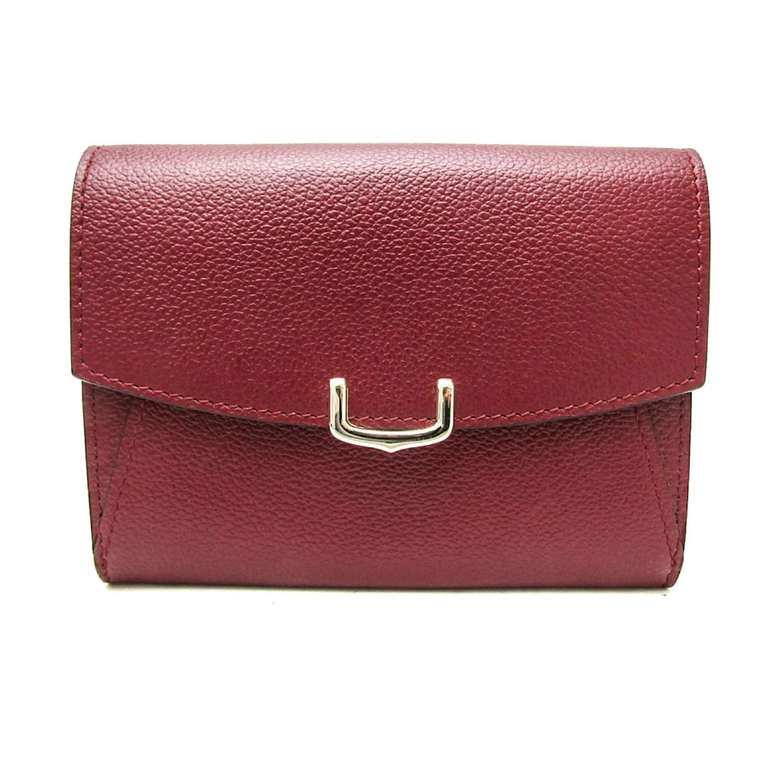 Cartier C de Cartier Compact Wallet Dark red Leather ref.1643245 - Joli ...