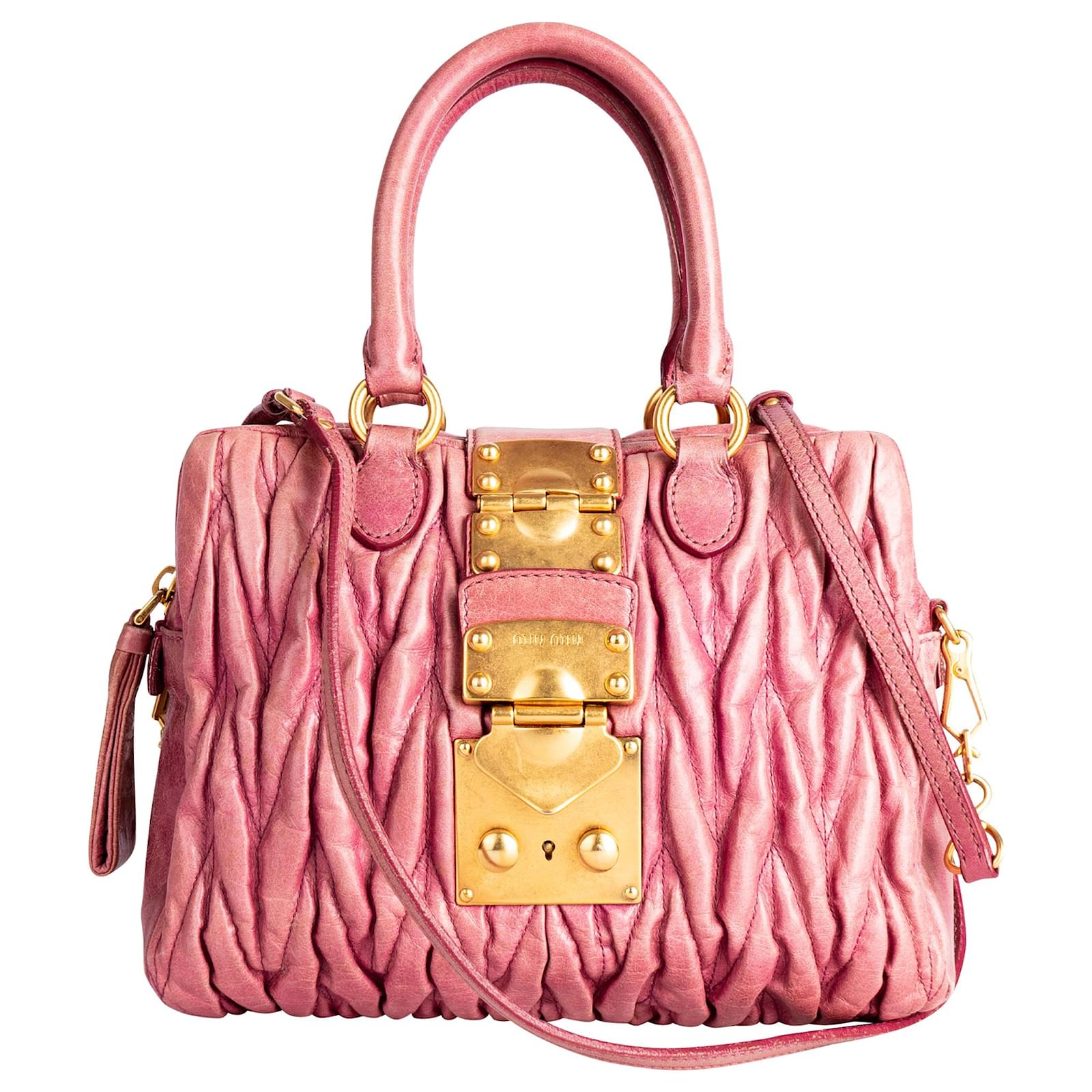 Miu Miu Pink Leather Vitello Handbag Cloth ref.1660868 - Joli Closet