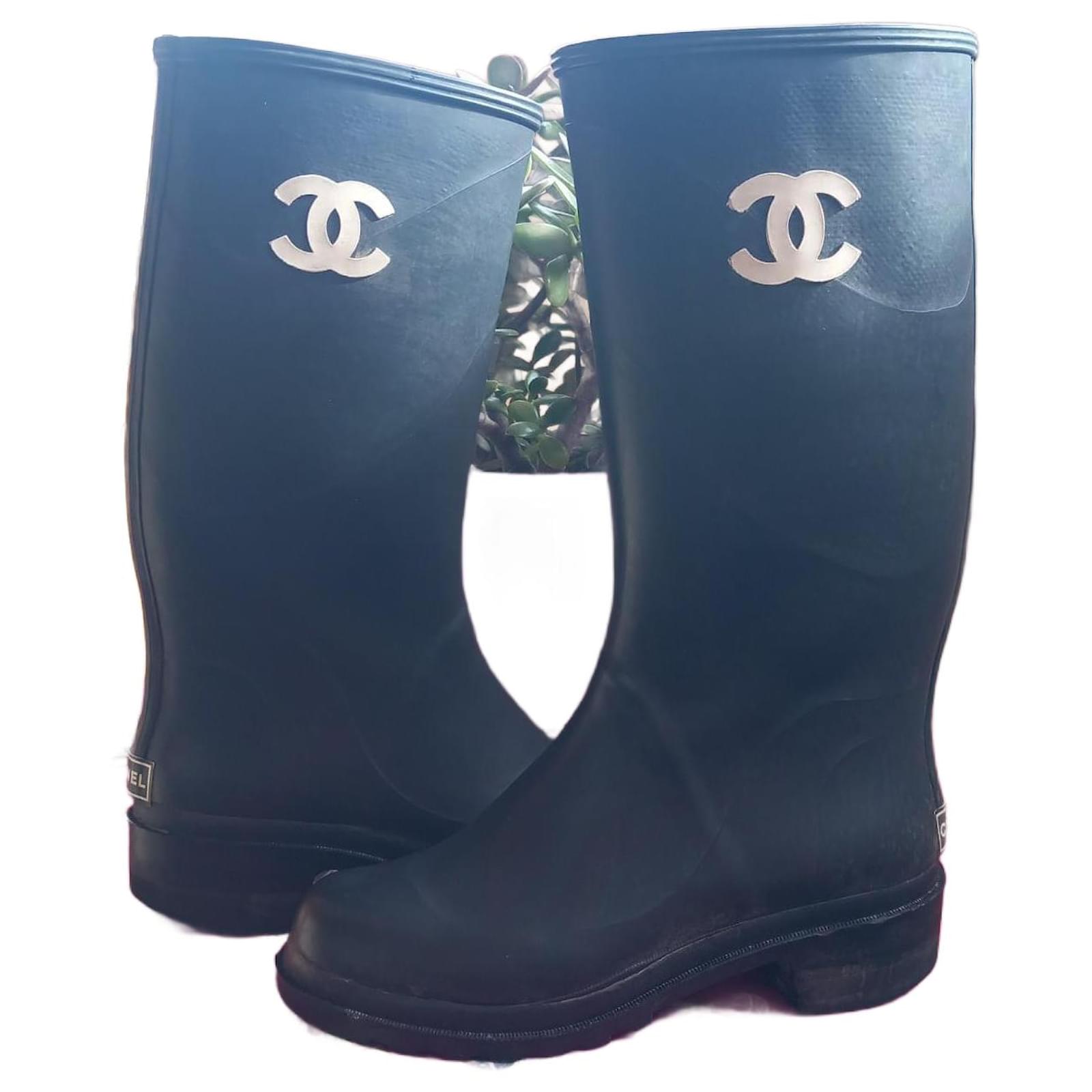 Cambon Chanel Rain boots Black Rubber ref.1660899 - Joli Closet